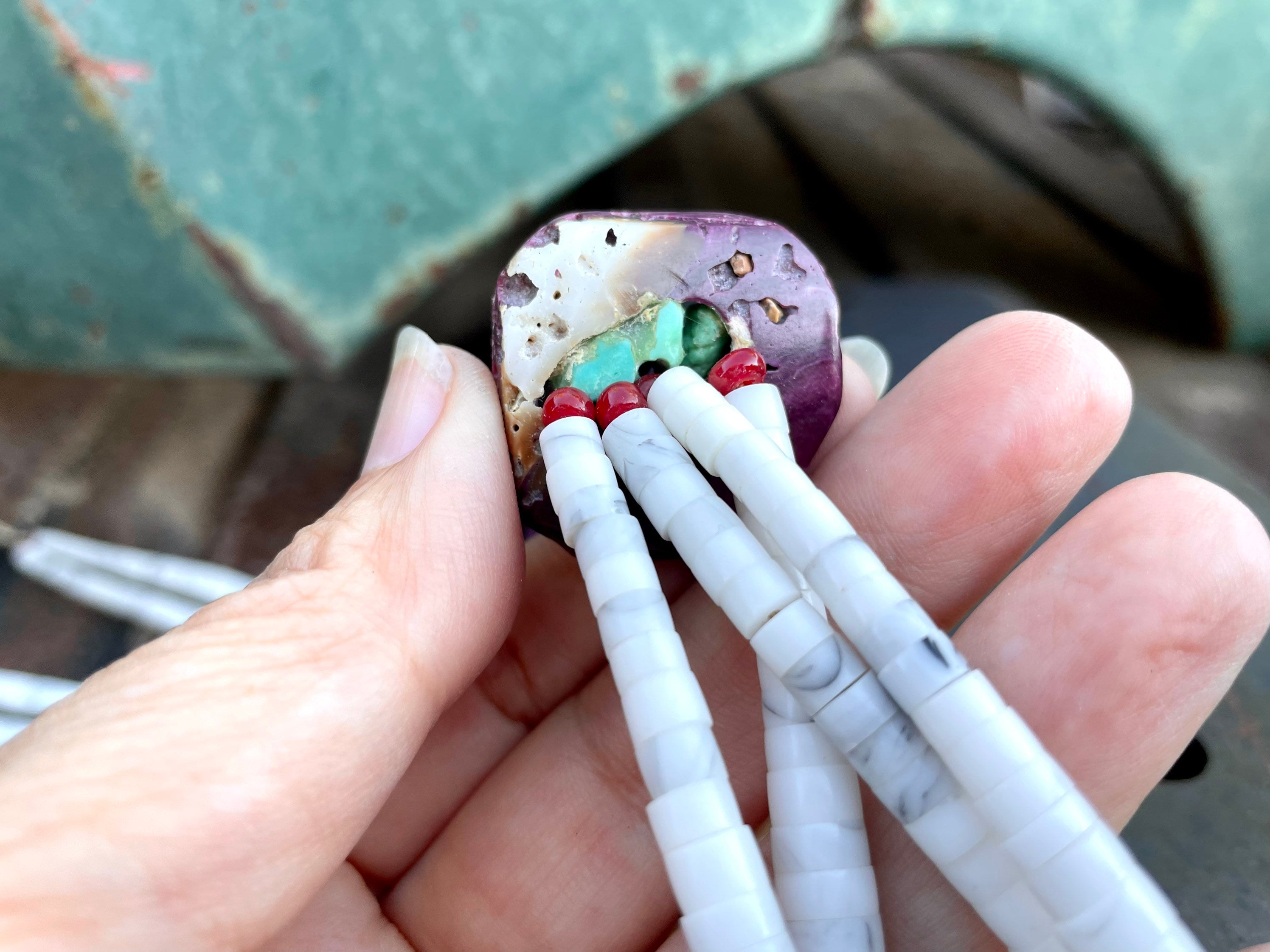 Purple Mohave Turquoise and White Howlite Huge Heishi Jacla Necklace 32 ...