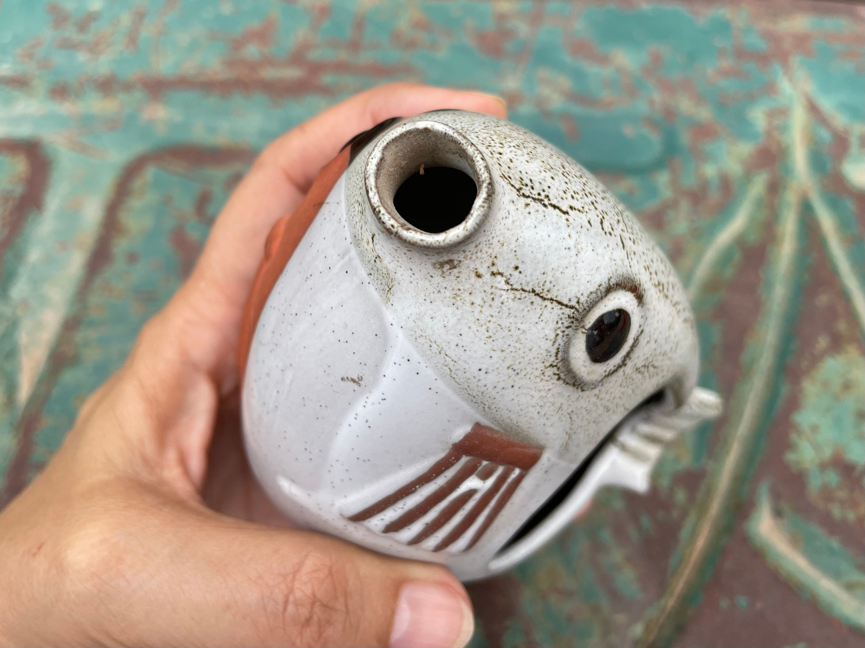 Vintage Japanese Ceramic Puffer Fish Shaped Figure Possibly a Sake ...