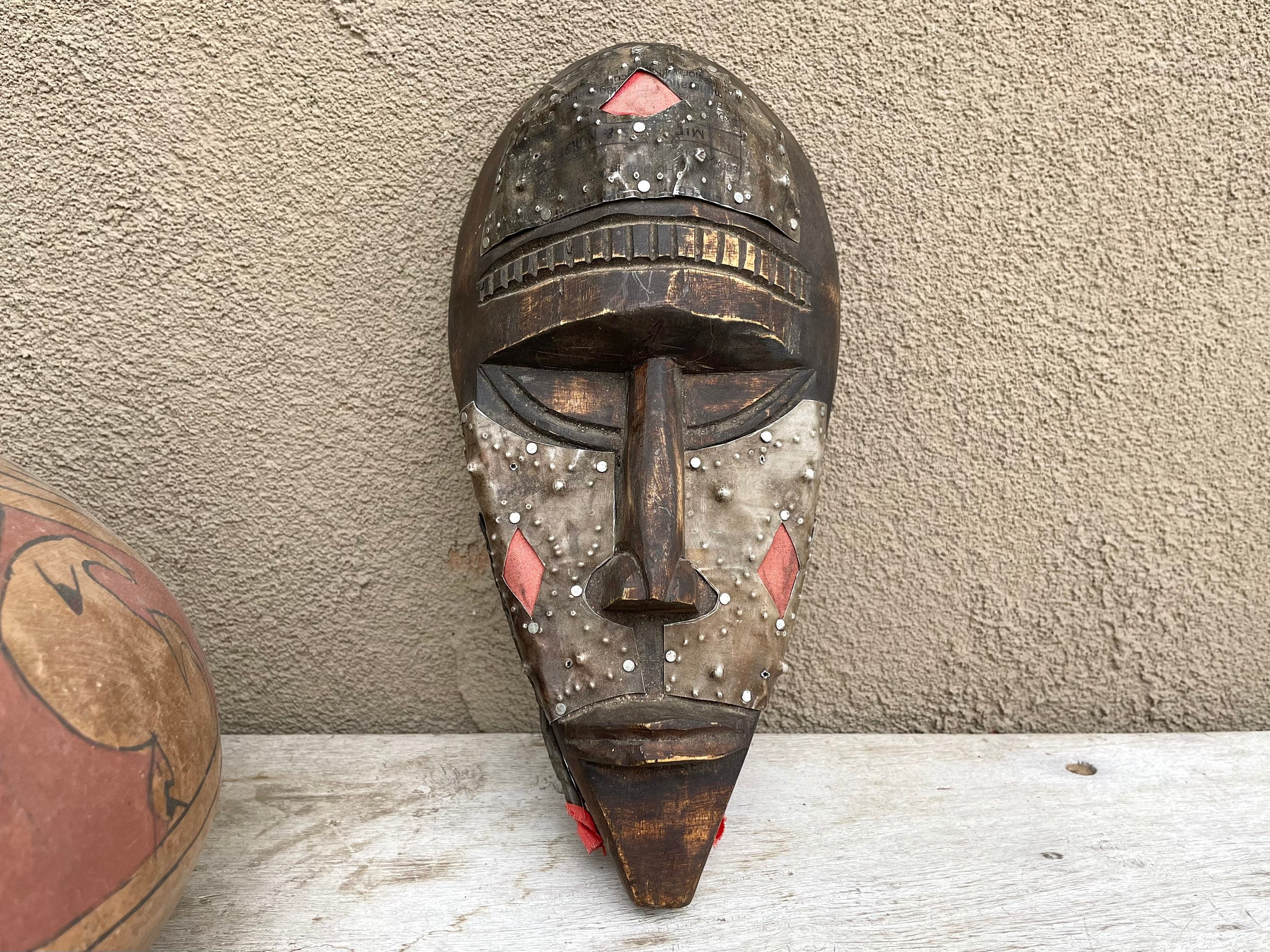 Vintage Ghana Africa Wooden Mask Wall Hanging, Gushie Tribal Art ...