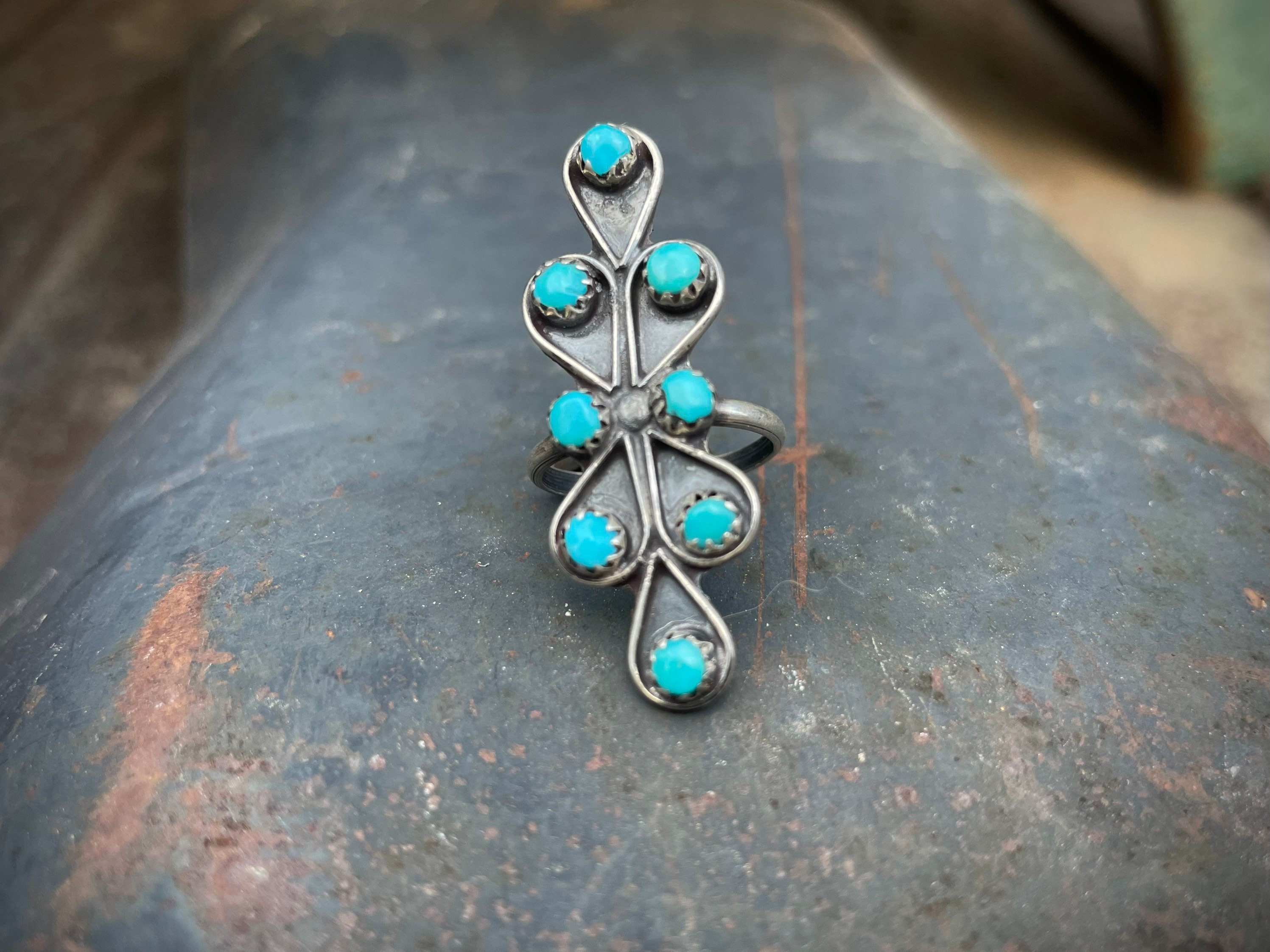 Vintage Zuni Snake Eye Turquoise Ring for Women Size 5.75, Native ...
