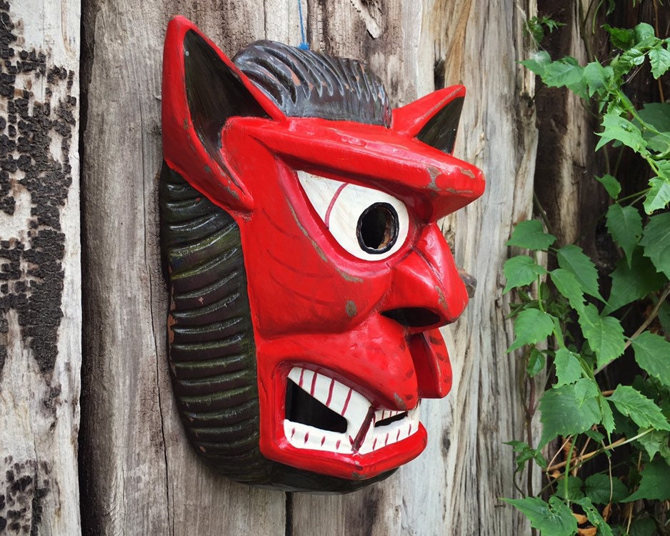 Red Wolf Man Mexican Mask Wall Hanging Rustic Home Bohemian Decor ...