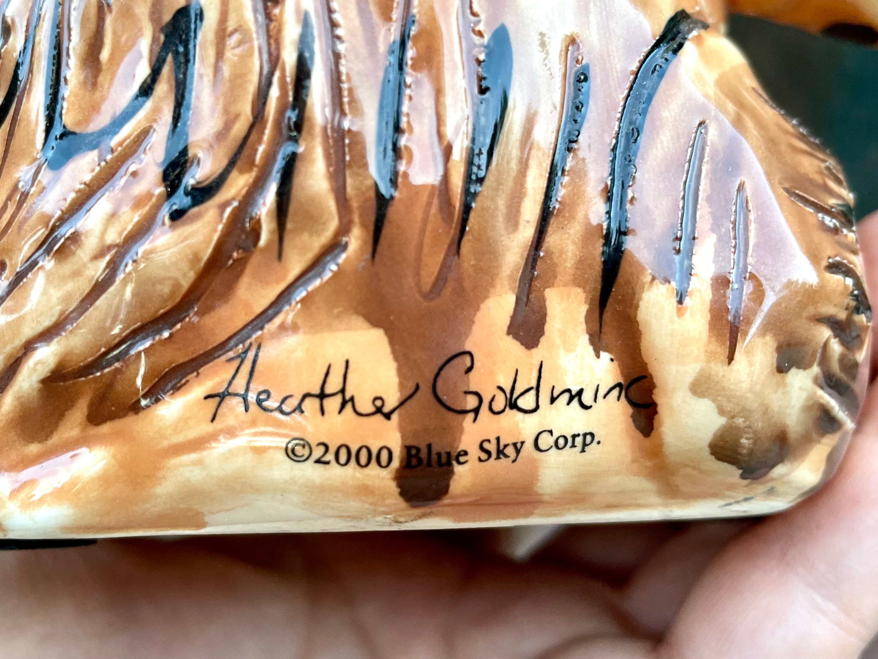 2000 Heather Goldminc Bedraggled Cat w/ Fish in Bowl Art Pottery ...