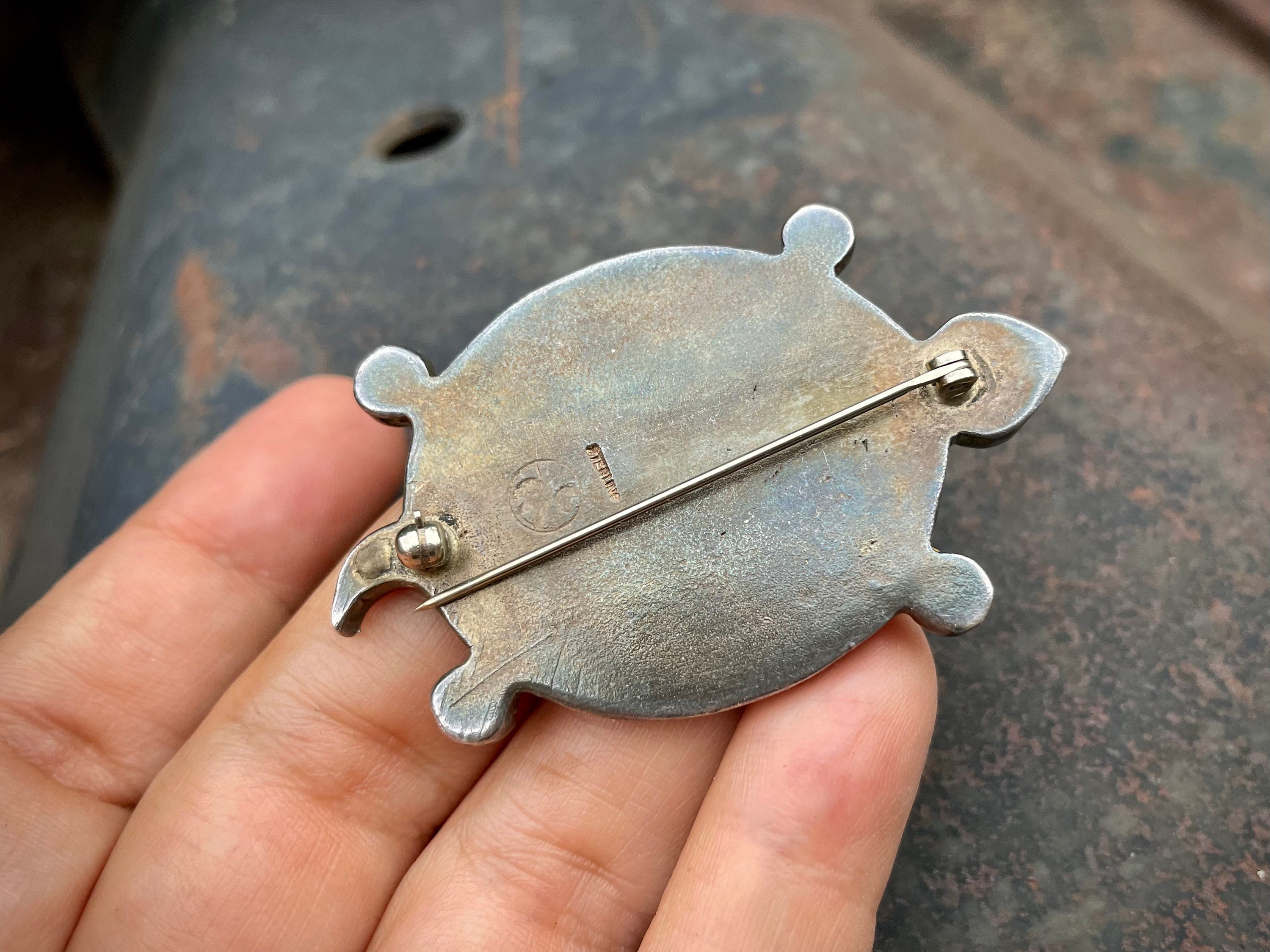 Turquoise Inlay Turtle Brooch Pin by Santa Fe Artisan Shop Andrew Shows ...