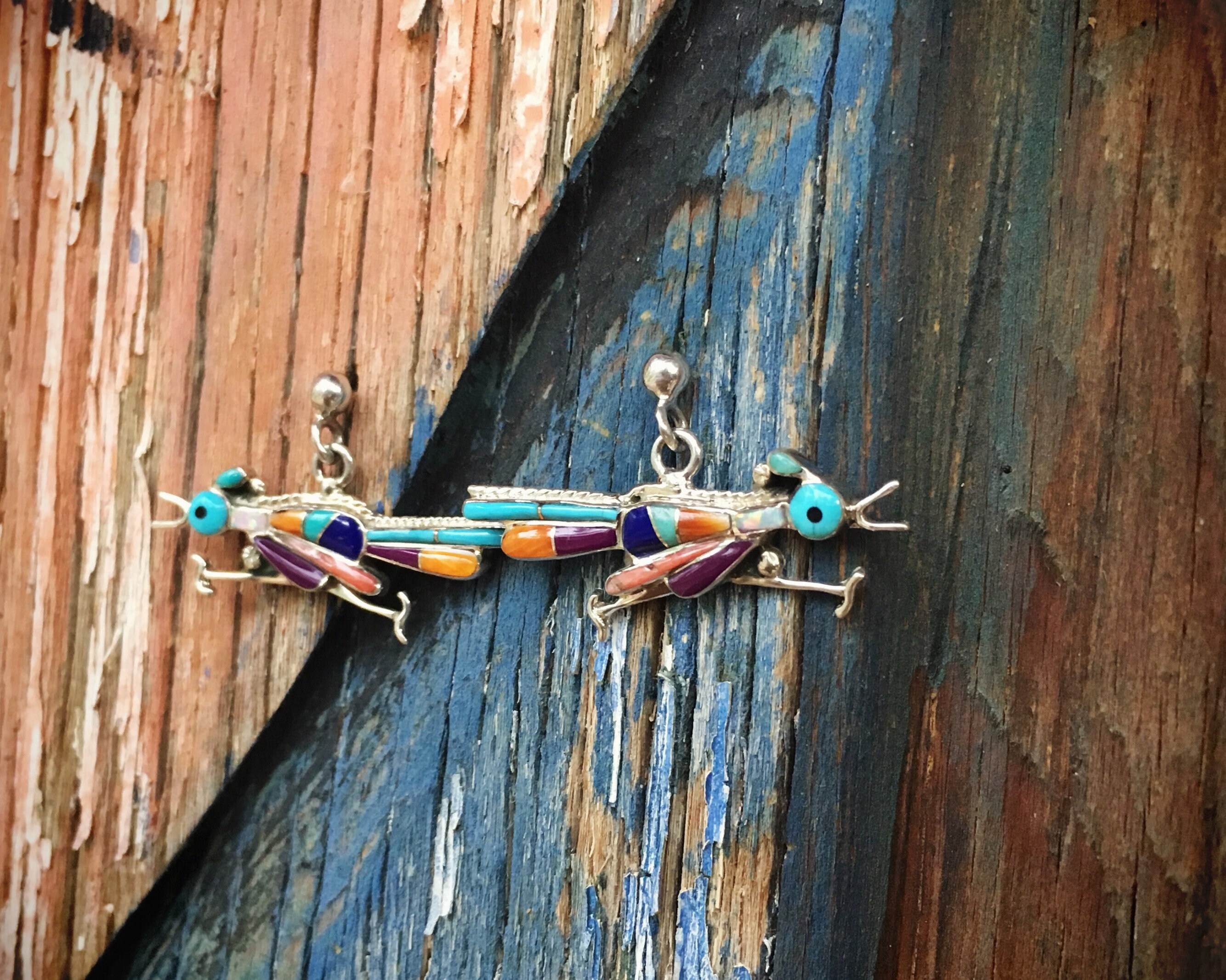 Sterling Silver Roadrunner Earrings Turquoise Multistone Native ...