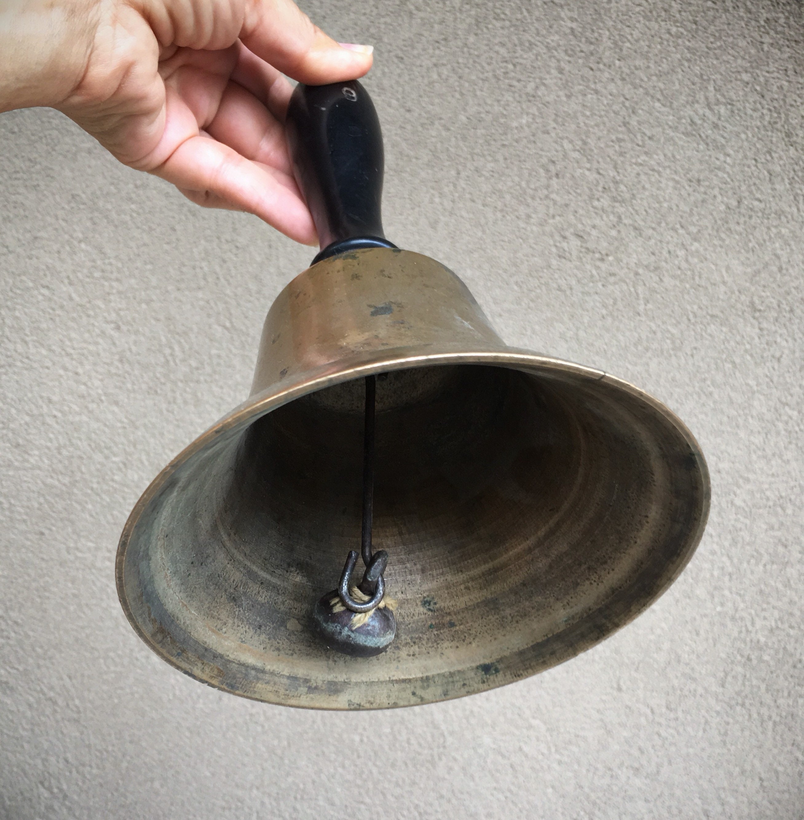 Large Old School Bell Brass with Wood Handle #9, Classroom Decor ...