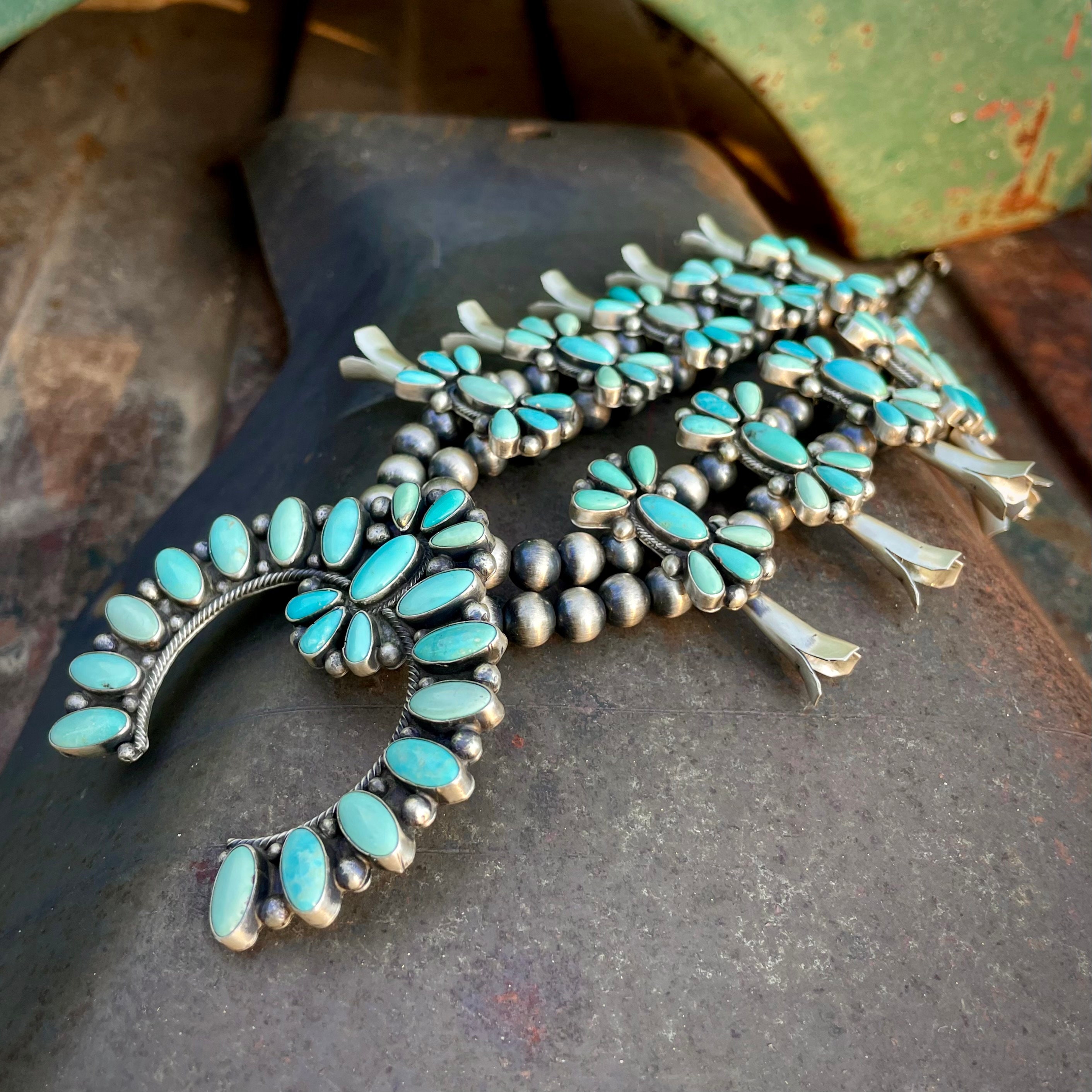168g Cluster Turquoise Squash Blossom by Navajo Pansy Johnson ...