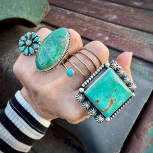Navajo Ronald Tom Oval Turquoise Ring Approx Size 10.25 (adj), Sunwest ...