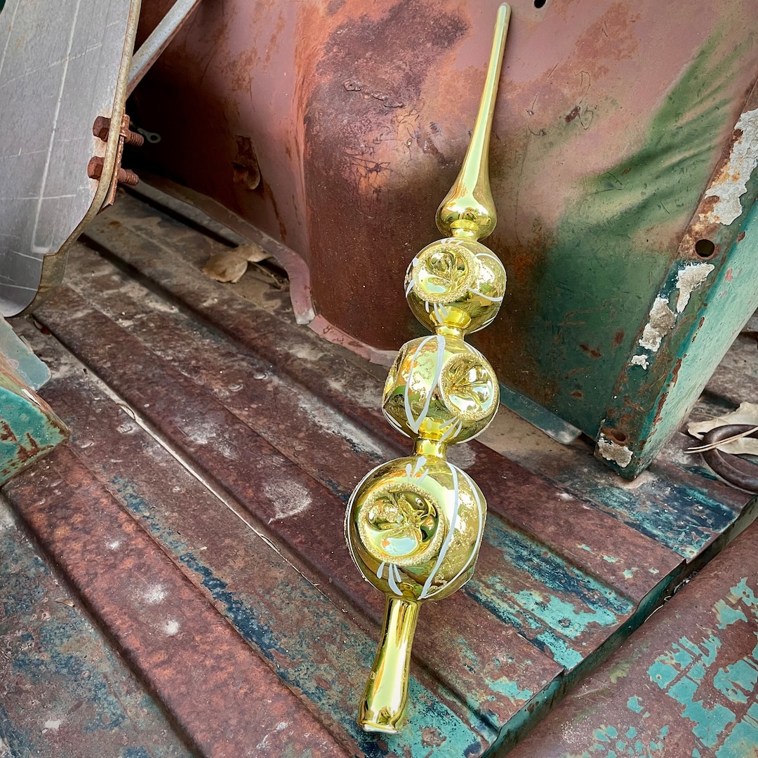 Vintage Long Triple Indent Tree Topper Ornament Mercury Glass Made in ...