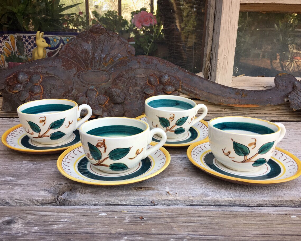 Set of Four Vintage Stangl Cups and Saucers Terra Rose Fruit | Etsy