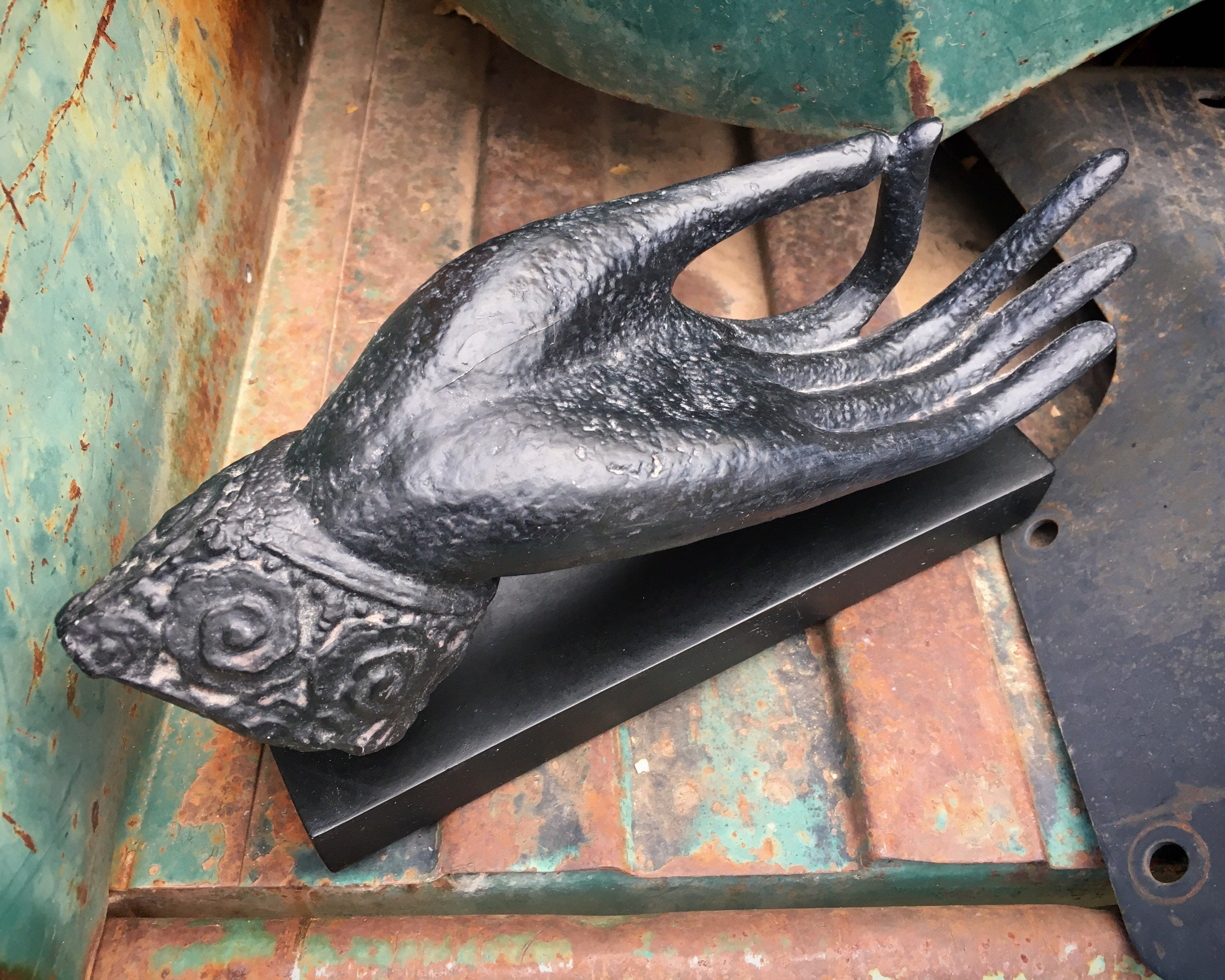 Heavy Cast Resin Hand Statue Mounted on Stand, Mudra Pose, Buddhist Art ...