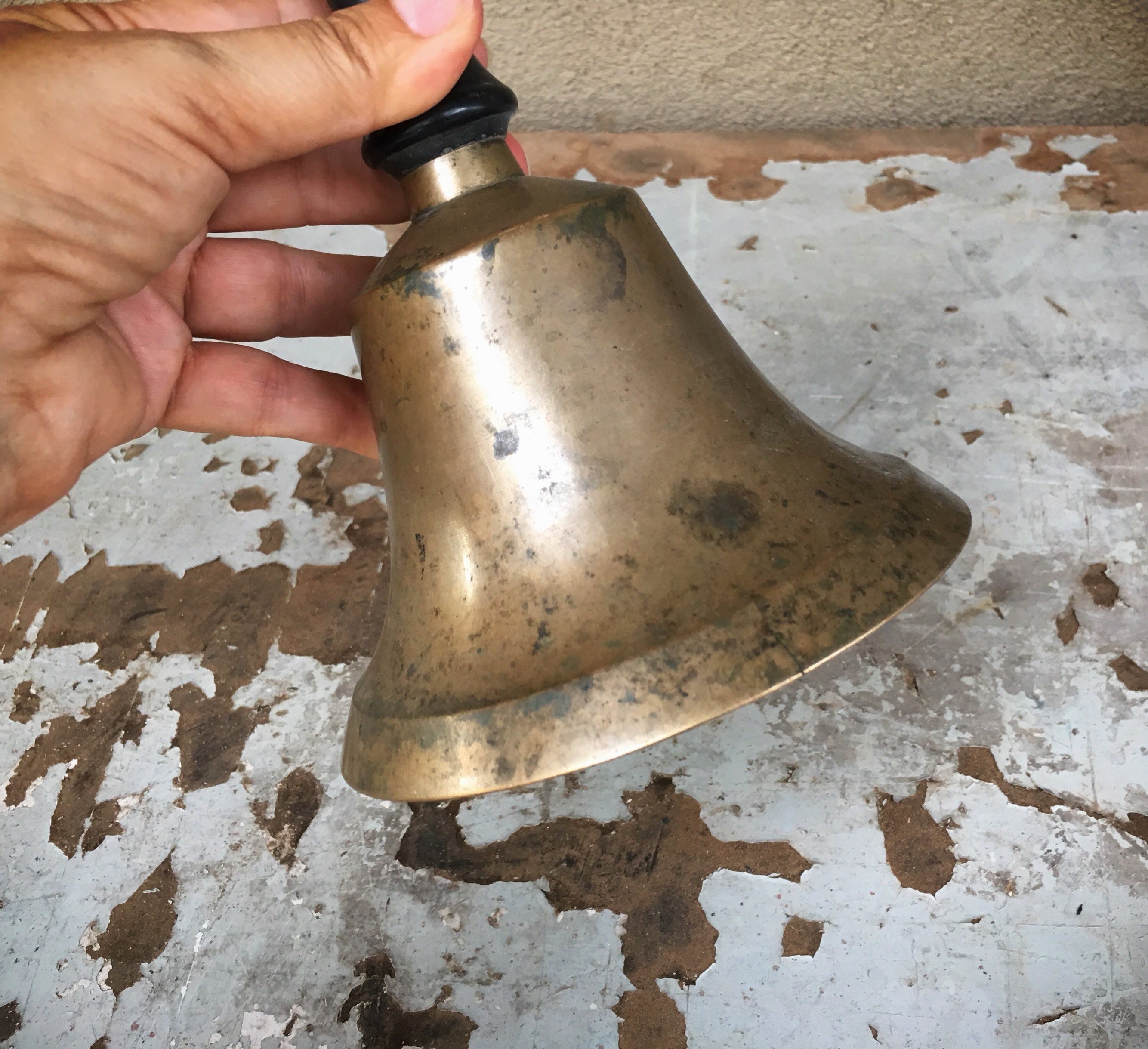 Large Old School Bell Brass with Wood Handle #9, Classroom Decor ...