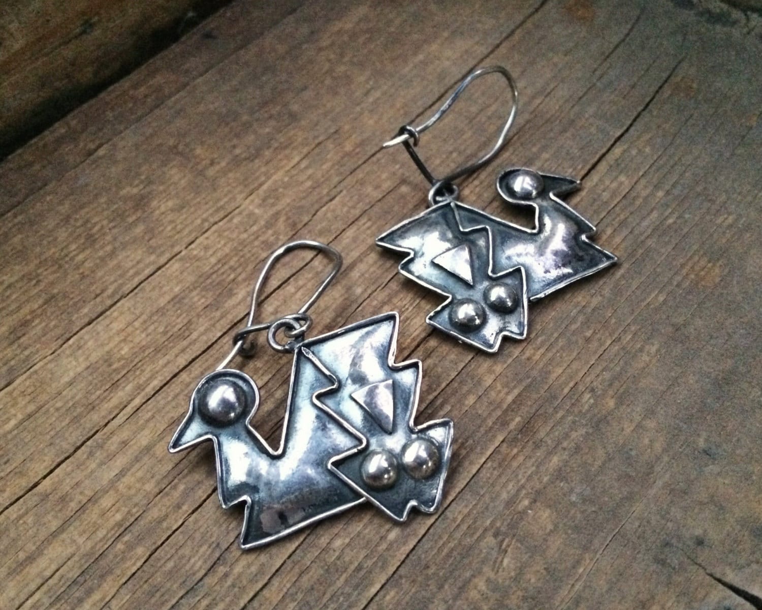 Vintage Peruvian 950 fine silver midcentury modernist earrings, pelican ...