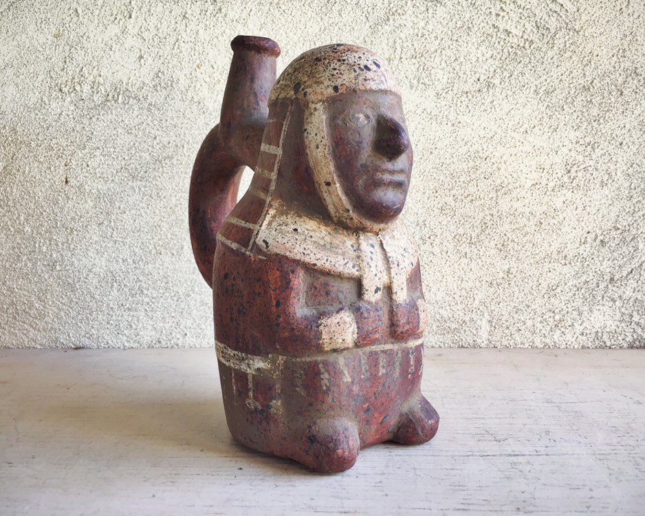 Vintage Pre-Colombian Reproduction Pottery Bottle South American Inca ...