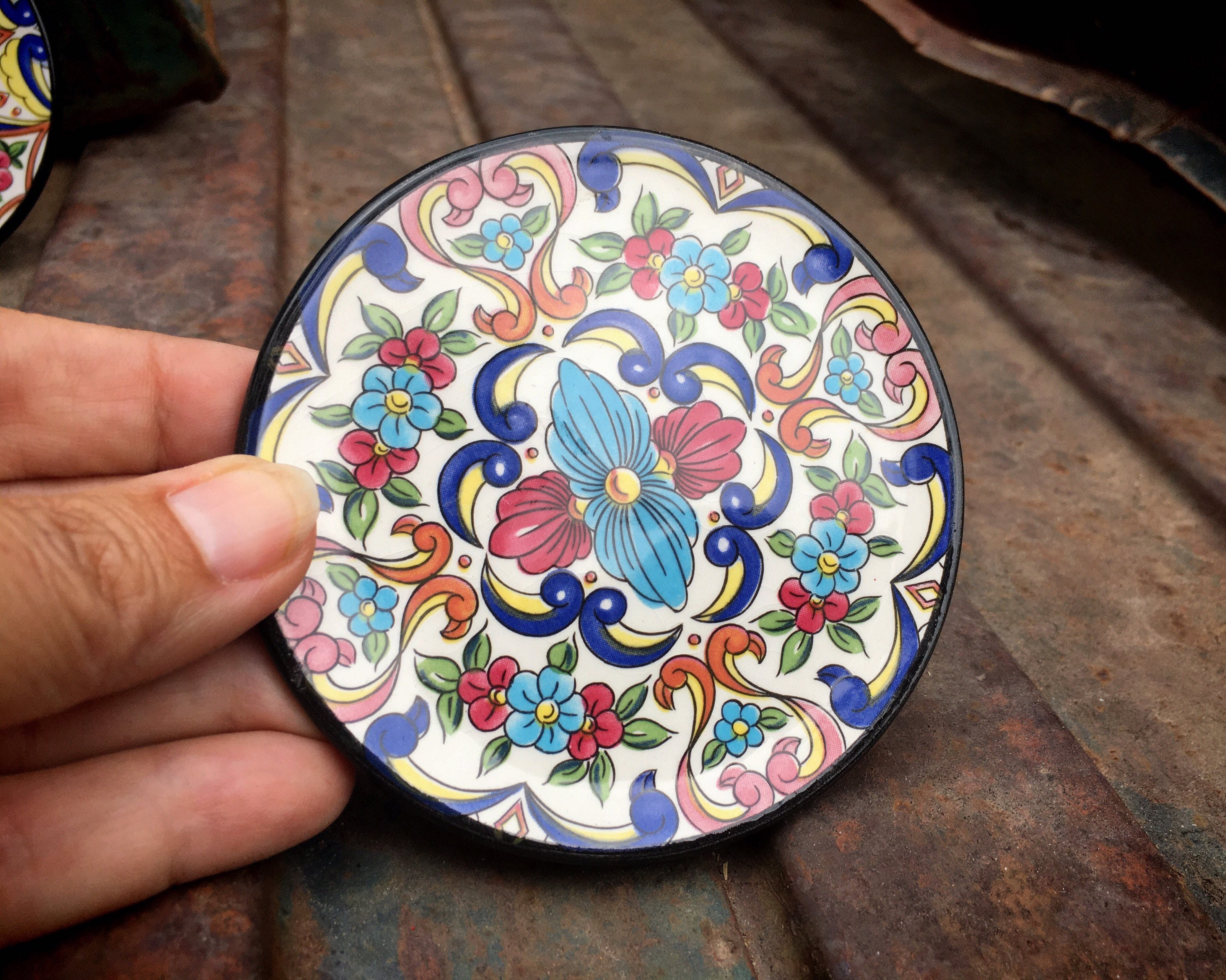 Two Handmade Spanish Miniature Wall Plates by Ceraplate, Blue and White ...