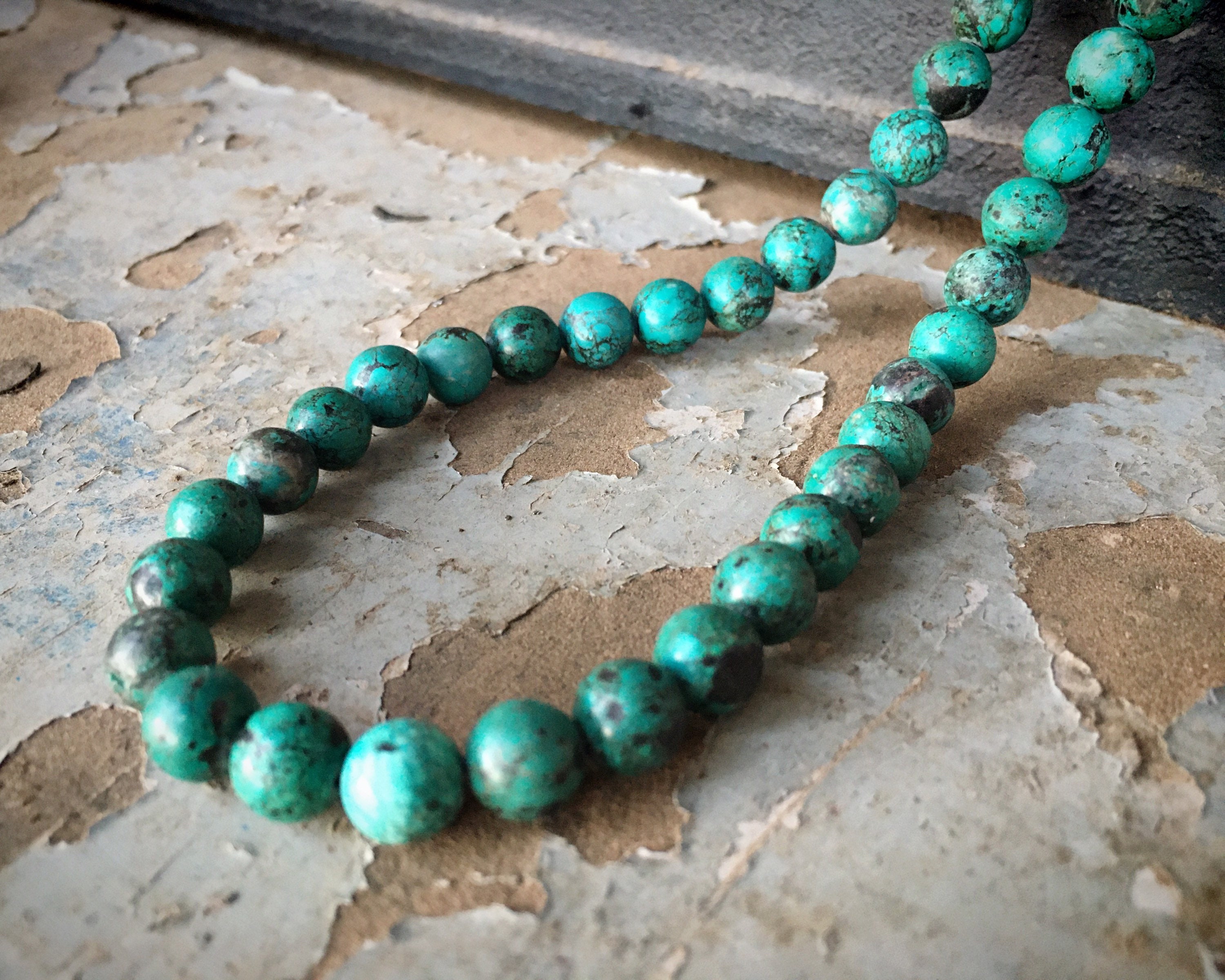 Round Turquoise Bead and Heishi Necklace 23 for Women, Native American ...