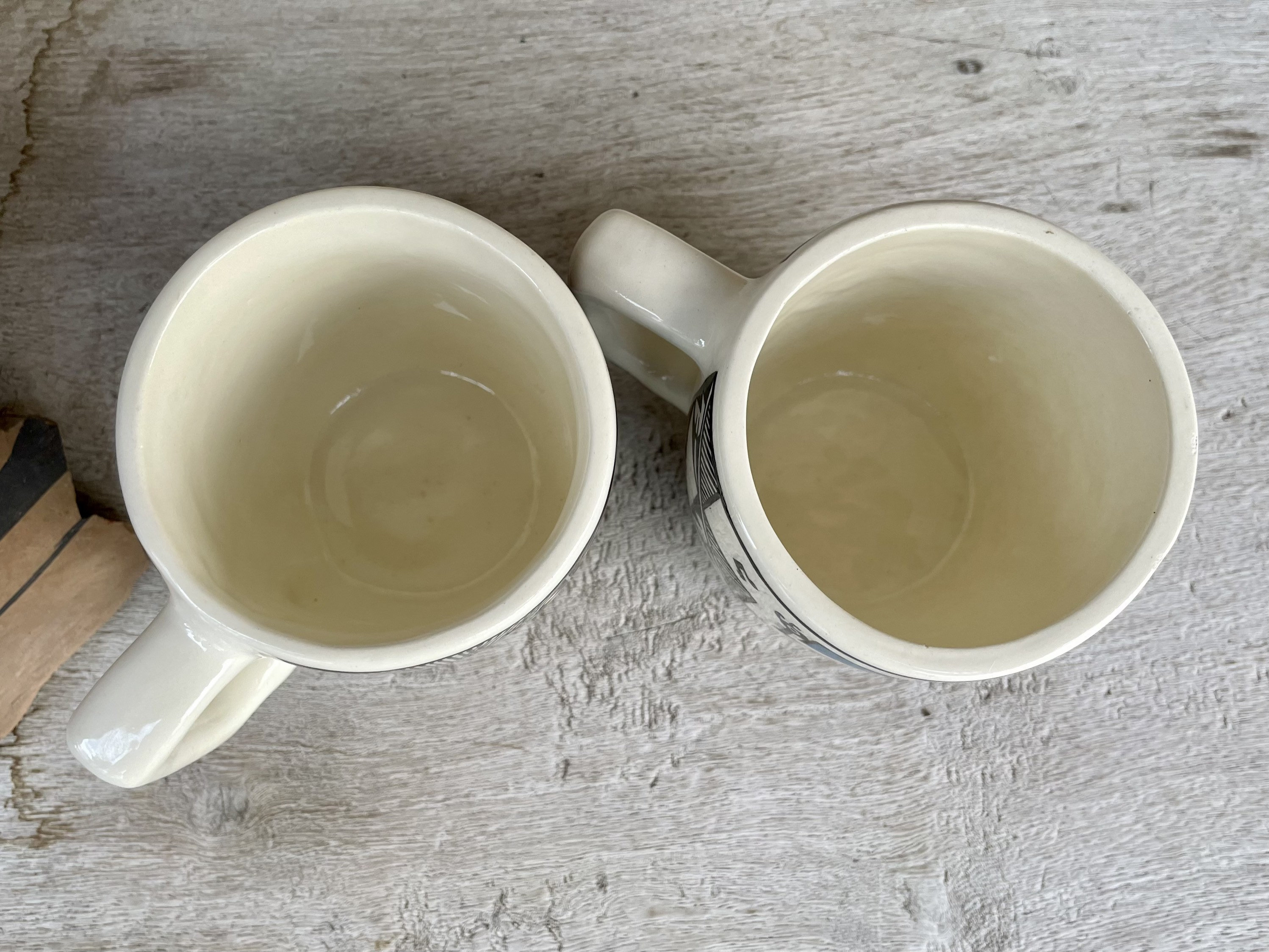 Two Vintage Acoma Pueblo Mugs by Laura Vallo, Poured Mold Pottery ...