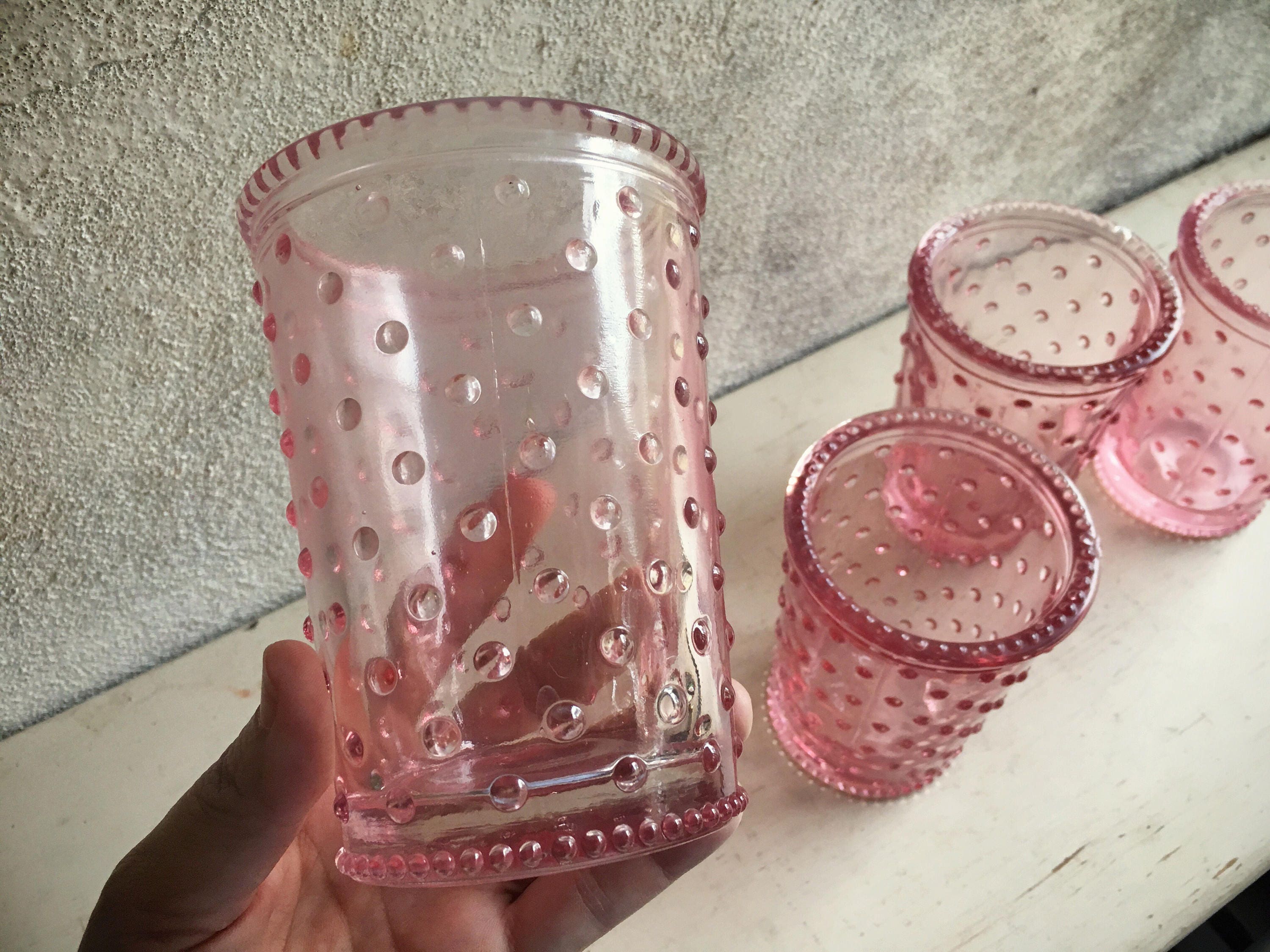 Vintage Style Blush Pink Glass Tumbler Hobnail Reproduction Depression ... Vintage Style Blush Pink Glass Tumbler Hobnail Reproduction Depression ...