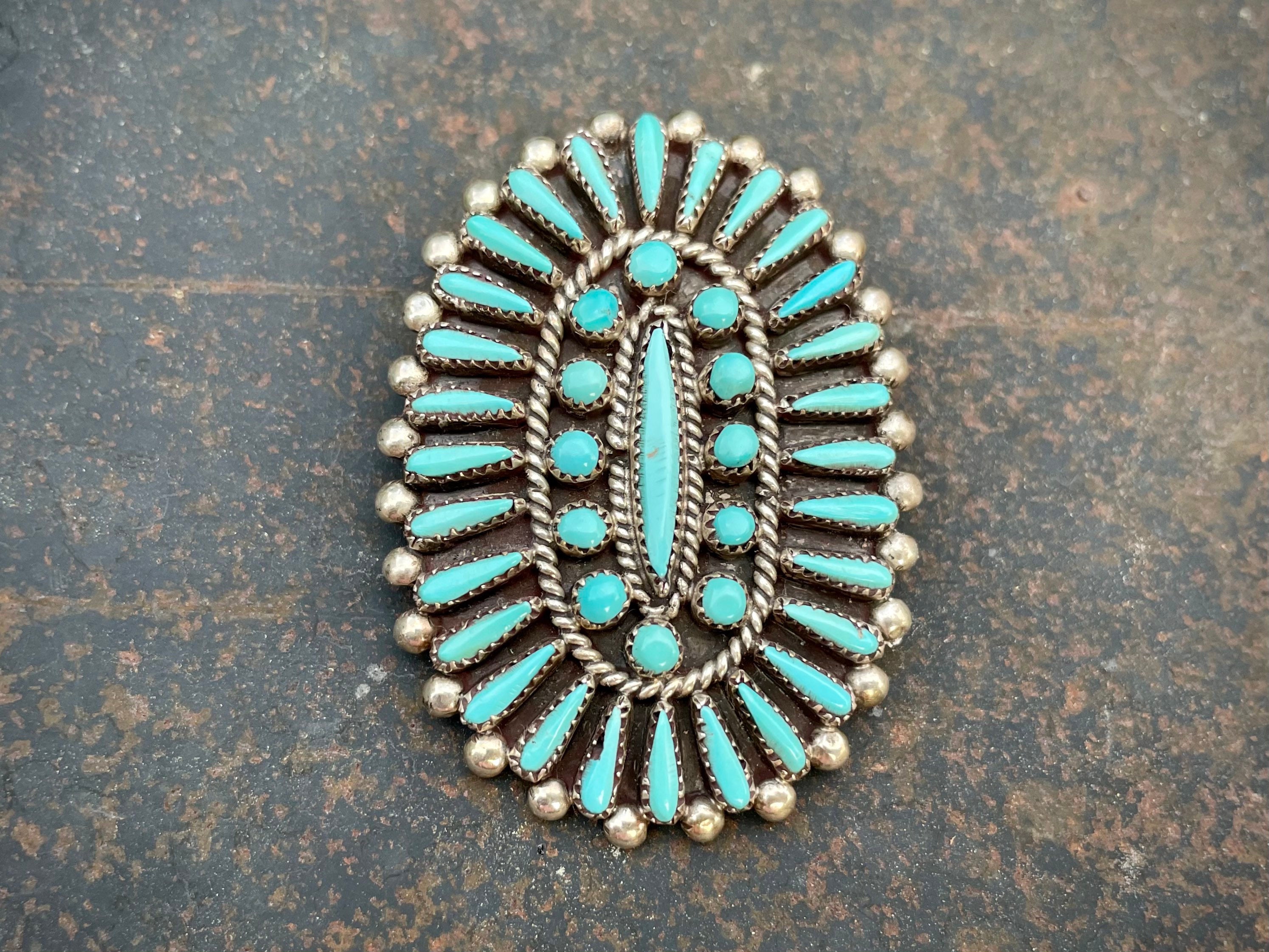 Vintage Petit Point Cluster Pendant Brooch by Zuni J. Wallace, 1960s ...