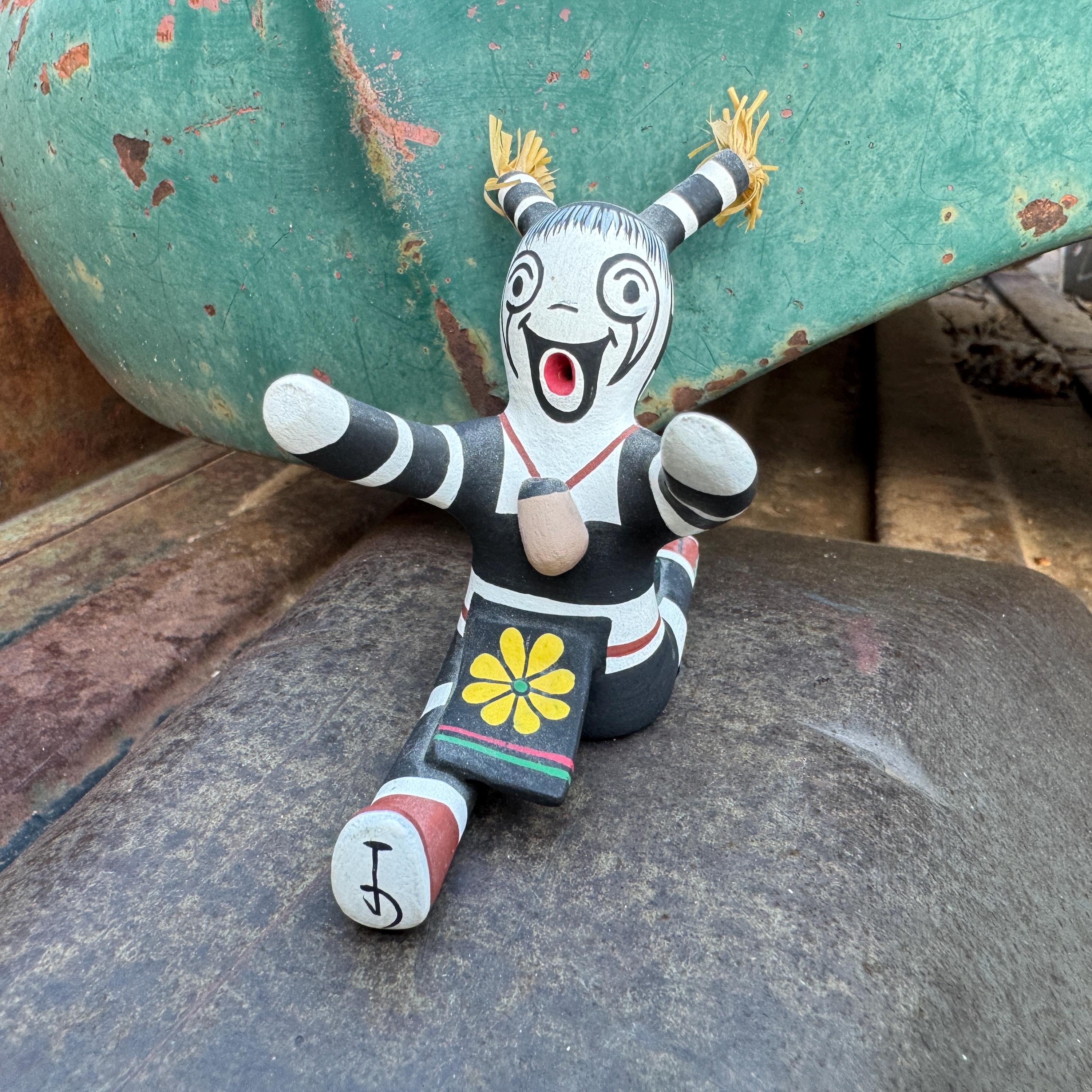 Hopi Tony Dallas Koshare Pottery Figurine, Tumbler Doing Splits ...