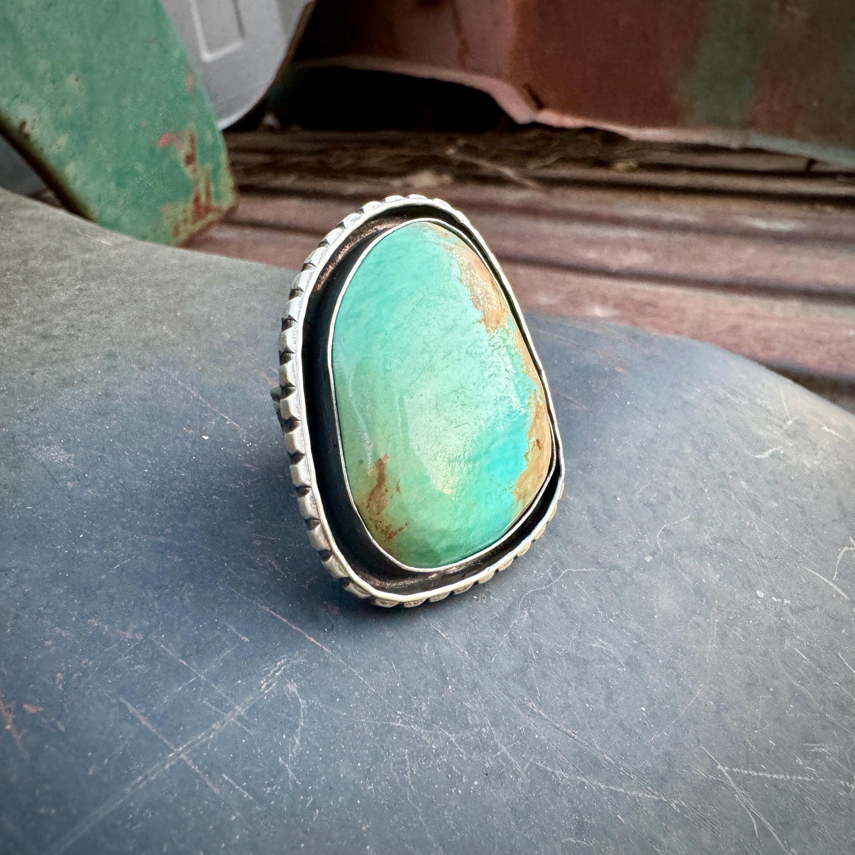 Navajo Chimney Butte Sterling Silver Turquoise Ring Approx Size 7 ...