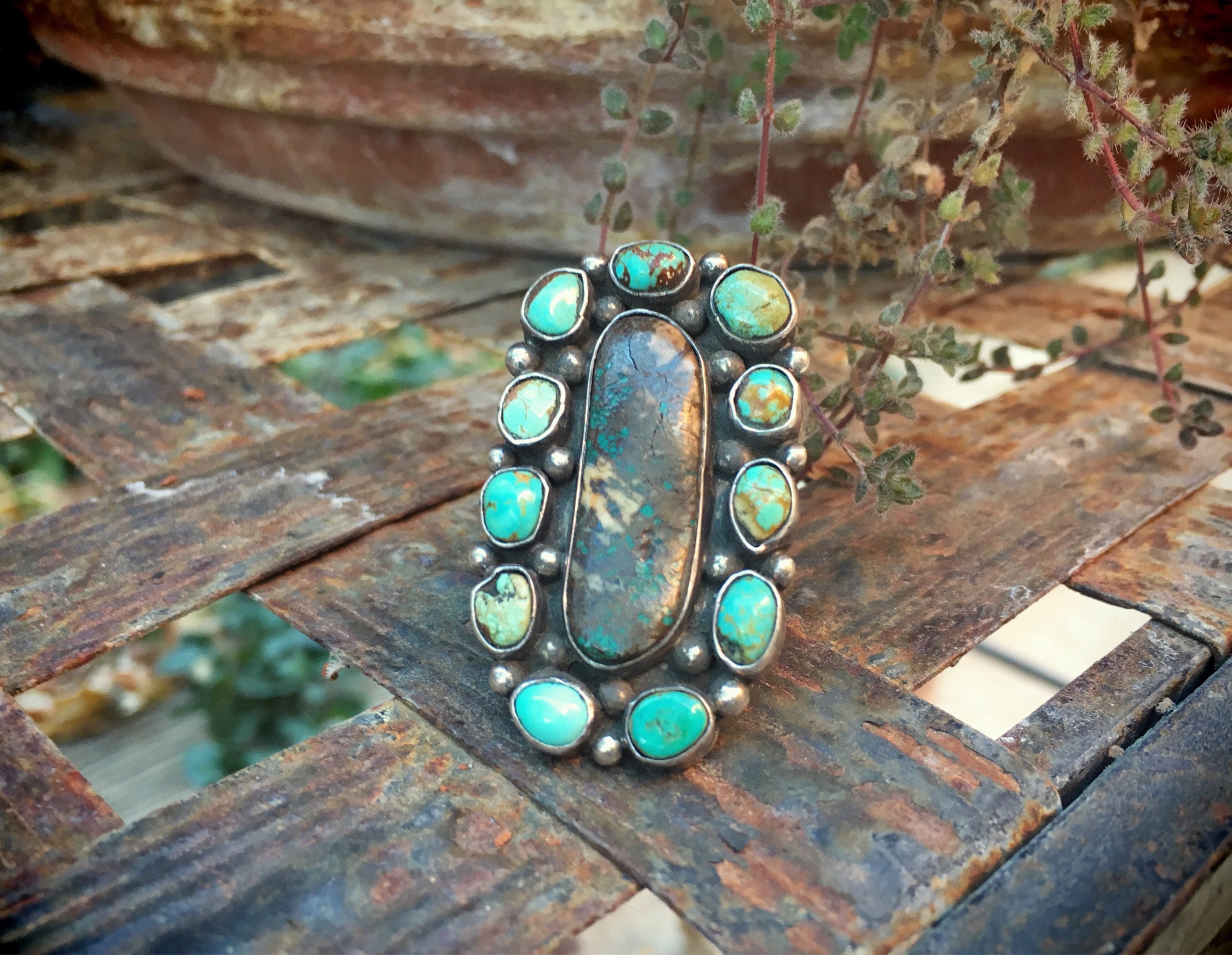 Large Vintage Turquoise Ring Native American Indian Jewelry, Turquoise ...