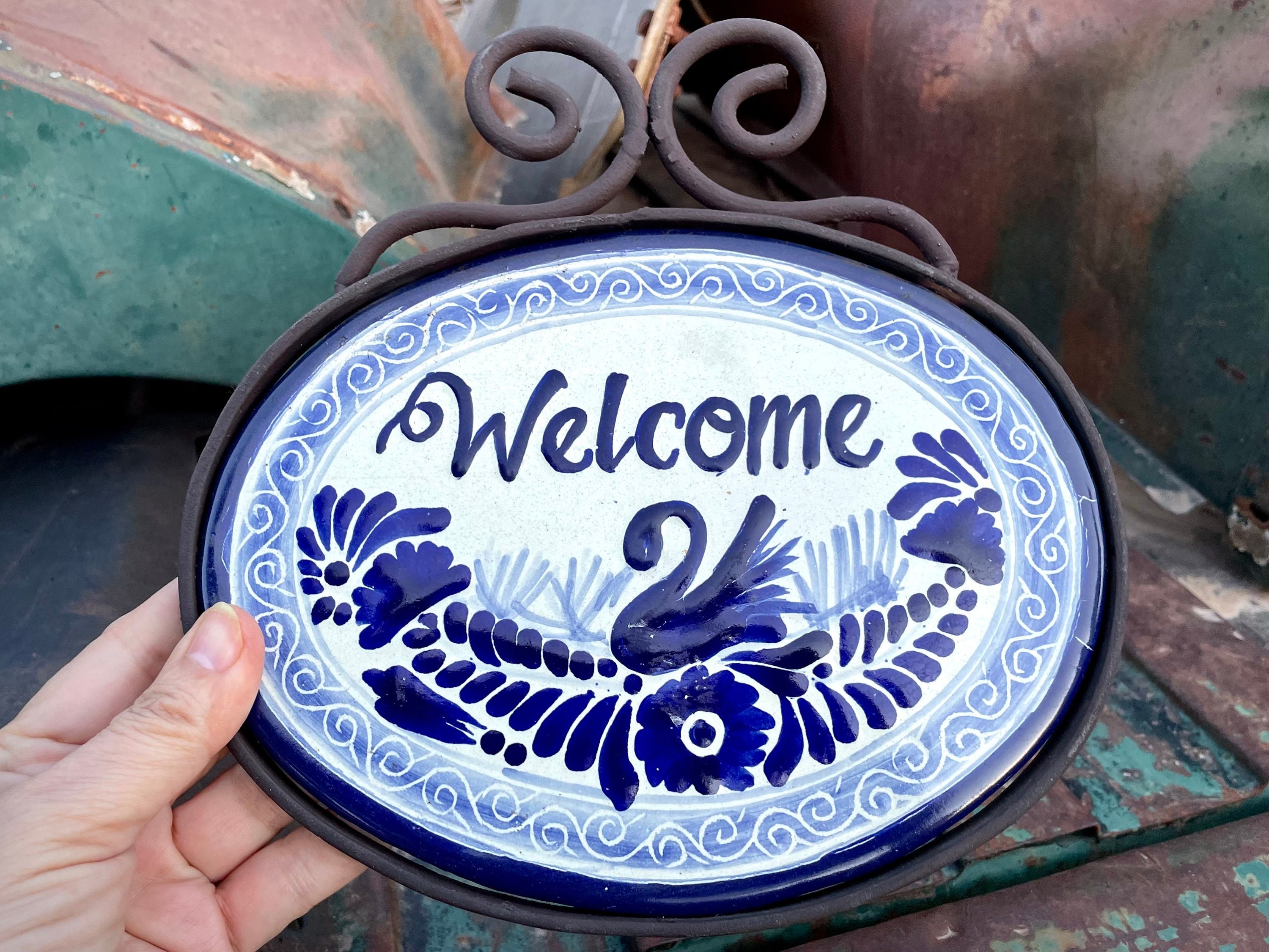 Vintage Welcome Talavera Pottery in Iron Frame Wall Hanging, House ...