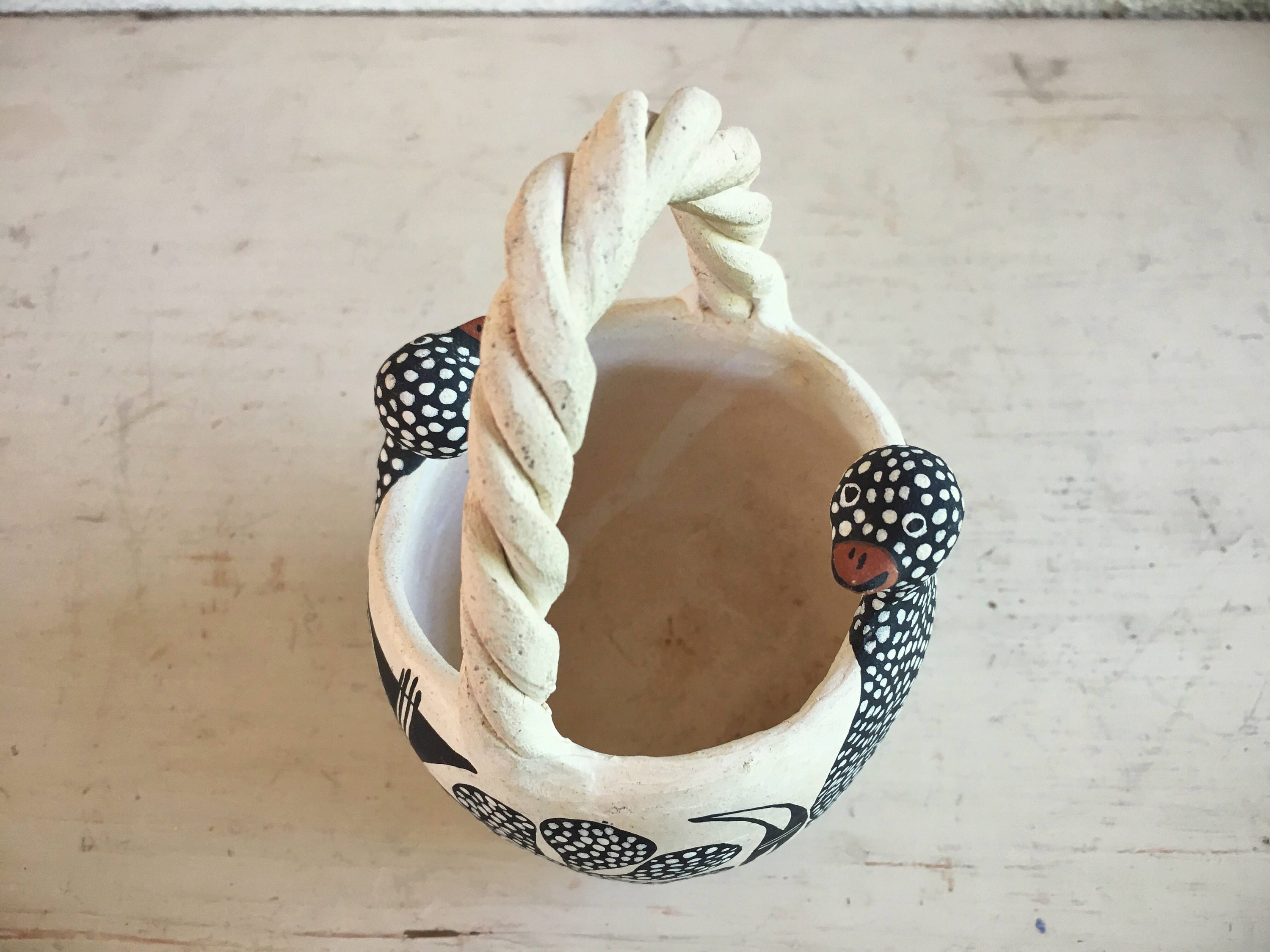 Vintage small Acoma pottery bird effigy basket Native American Indian pot