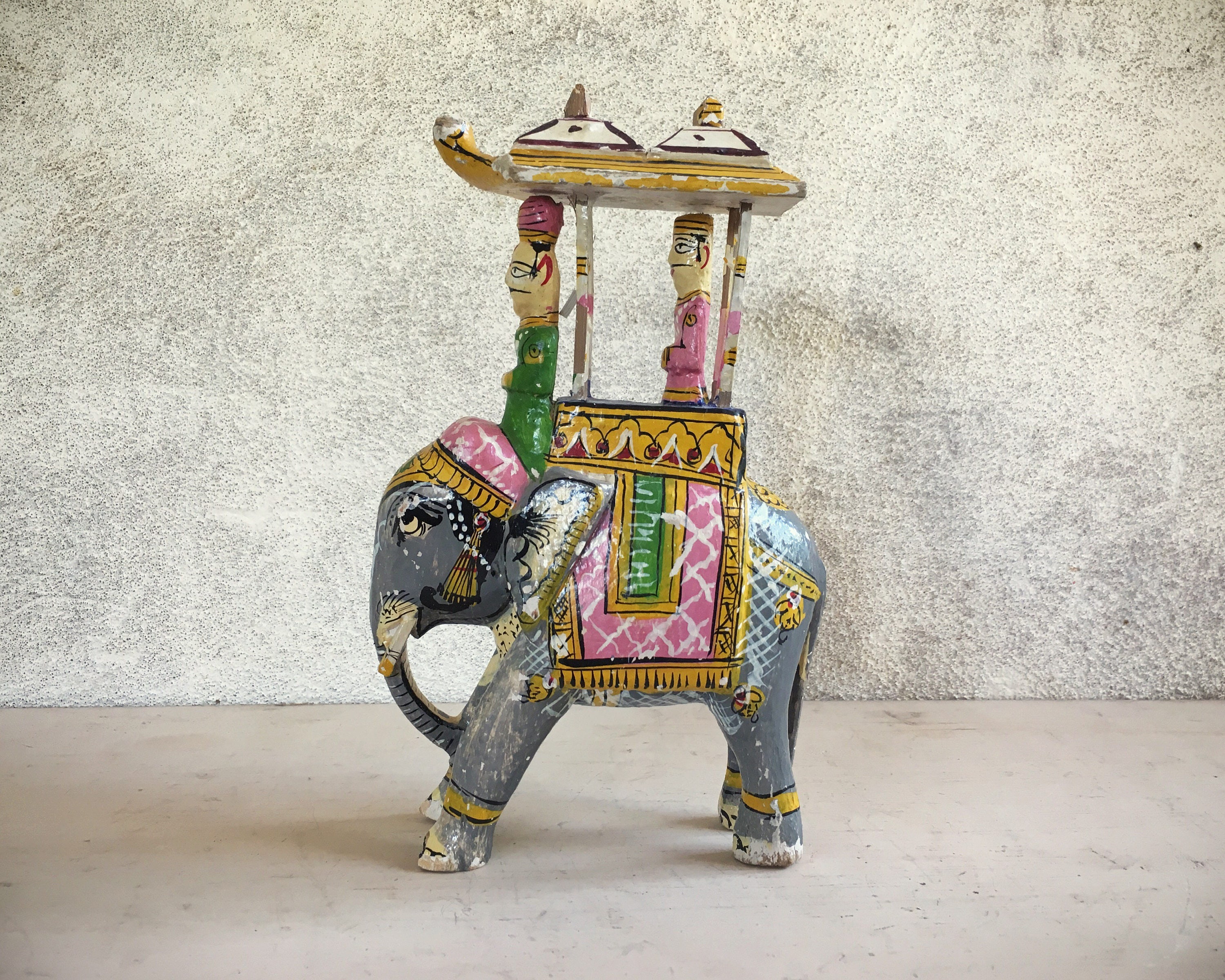 Vintage wooden elephant folk art, elephant statue, Indian folk art ...