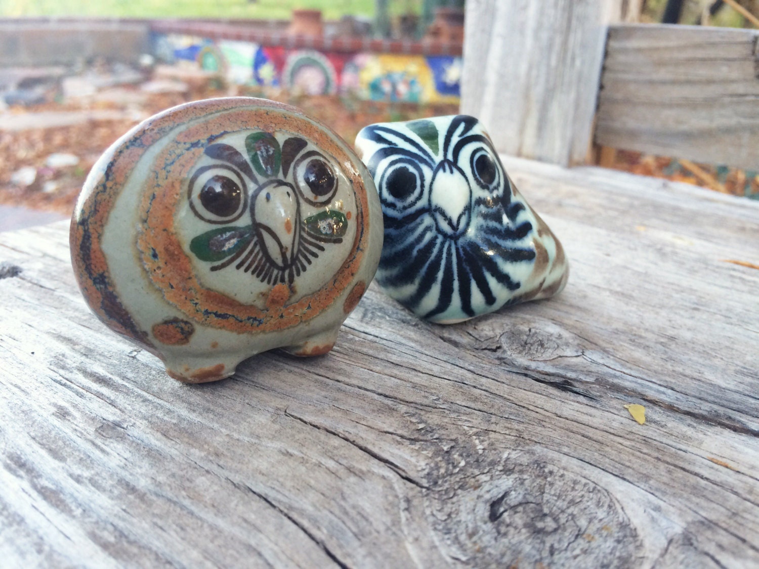 Small vintage ceramic owl statue, Tonalá bird figurine, miniature ...
