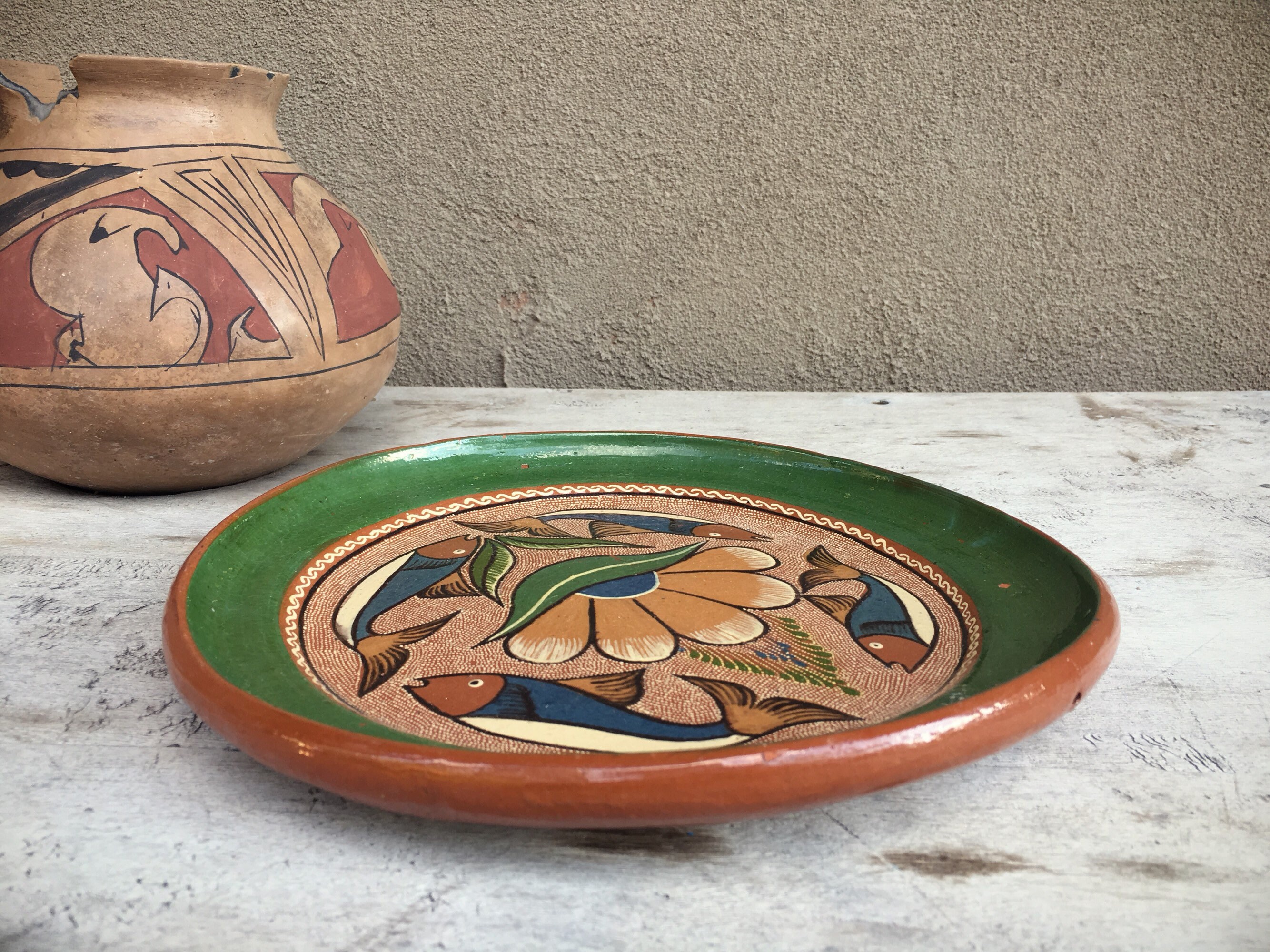 Mexican Pottery Plate Fish Decor Capula Michoacan Redware Mexican Decor ...