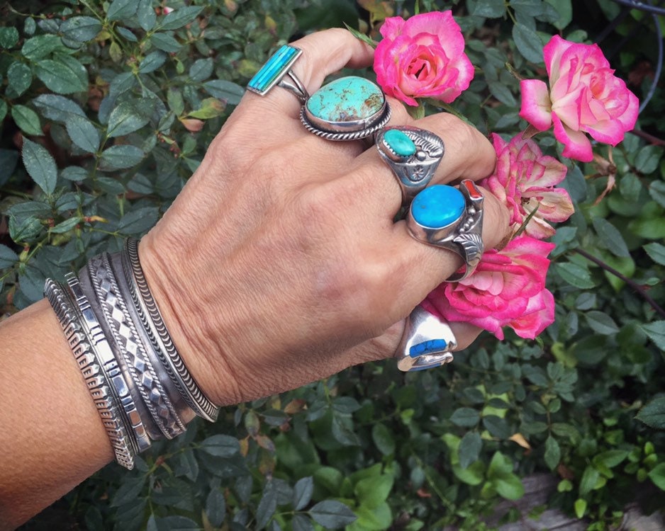 Vintage Cornrow Inlay Turquoise Ring for Women Size 6.5 Native American ...