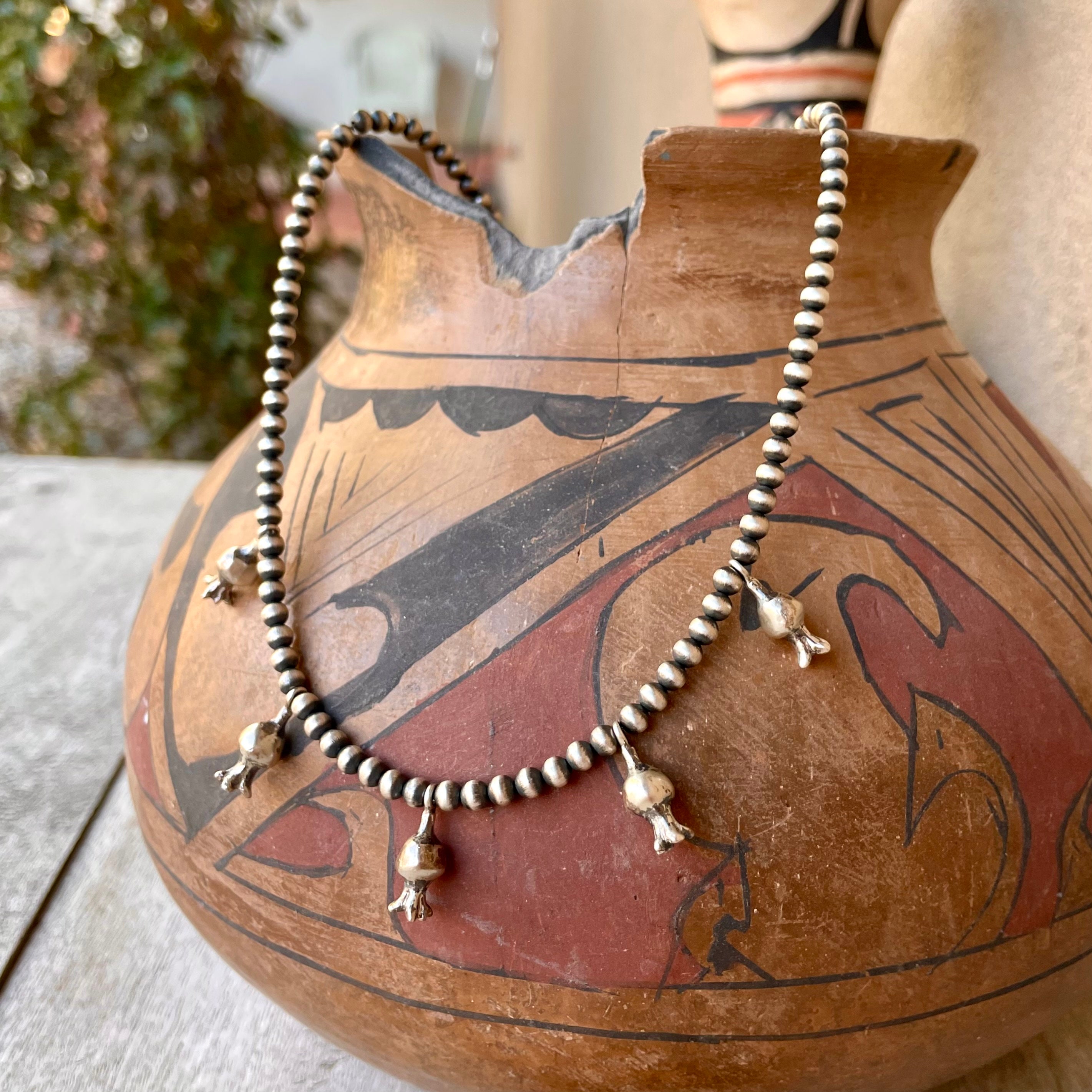 Sterling Silver Small 3D Pomegranates or Squash Blossoms on Approx 3mm ...