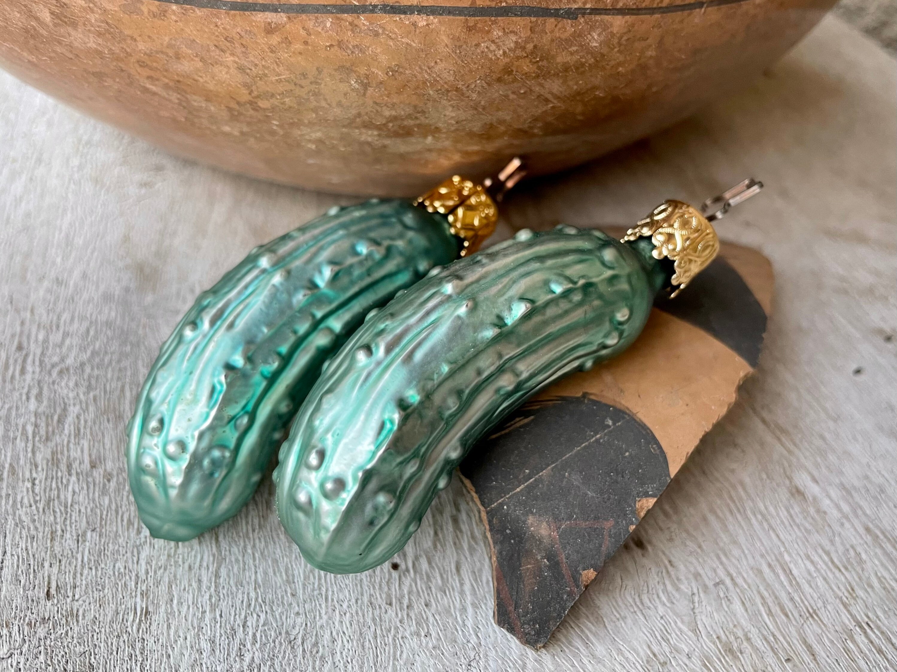 Two Small Vintage German Pickle Christmas Ornaments, Family Holiday ...