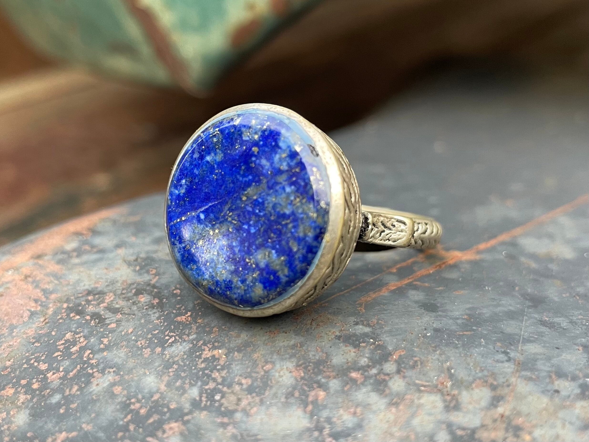 Vintage Lapis Lazuli And Old Silver Tribal Ring Size 9 75 Arabic Vintage Lapis Lazuli And Old Silver Tribal Ring Size 9 75 Arabic