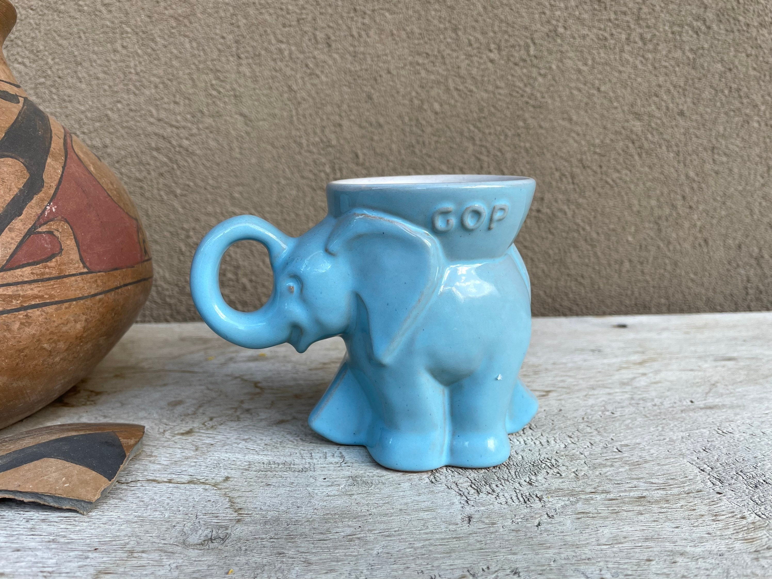 Choose One: 1982 Frankoma Pottery Blue Glaze Political Mug DEM Donkey ...