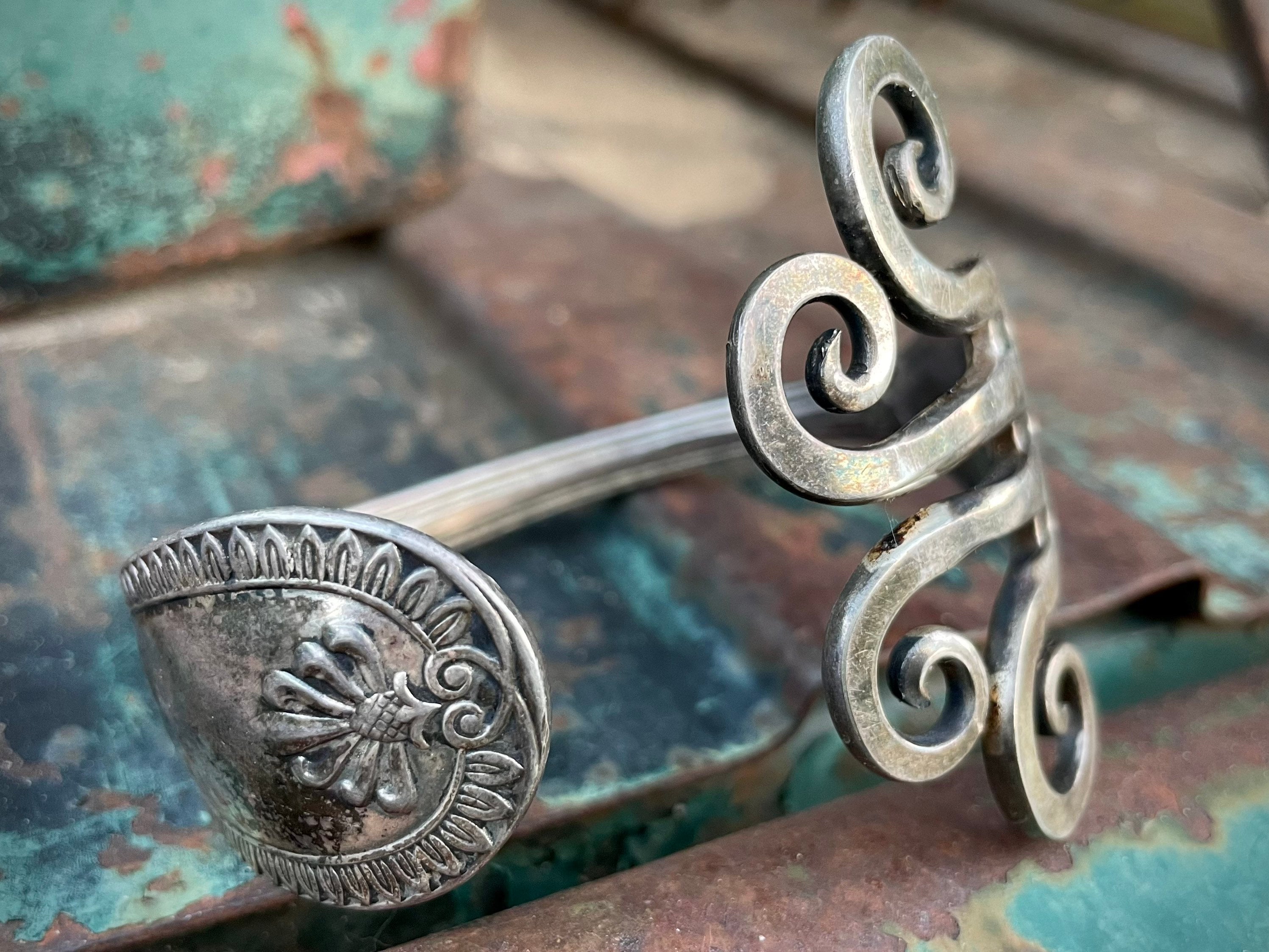 1970s Upcycled Antique Silverplate Fork Bangle Bracelet, Vintage ...