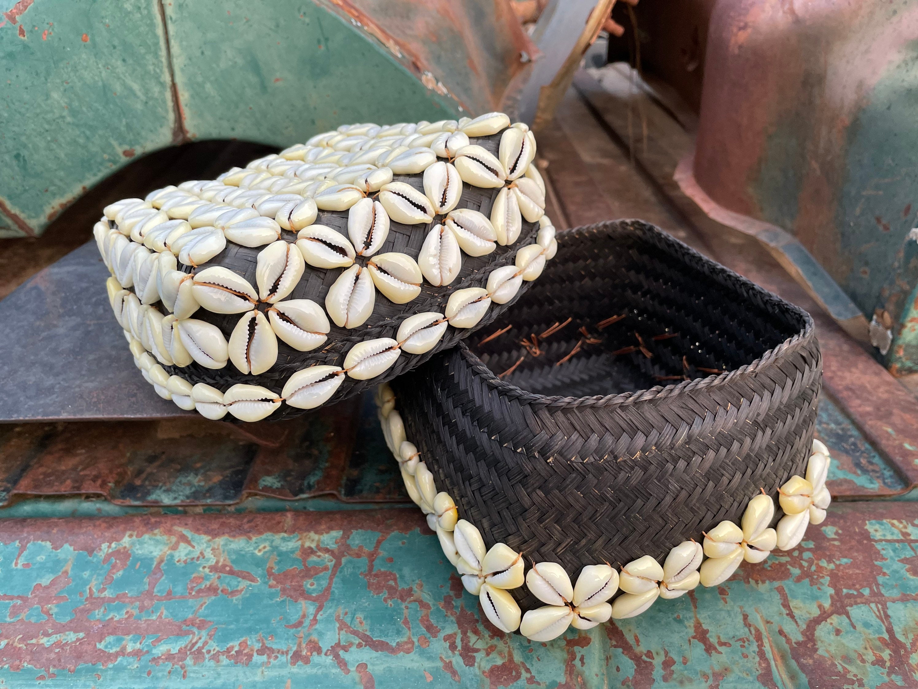 Bamboo Prayer Box Covered with Hand-Sewn Cowrie Shells, Decorative ...