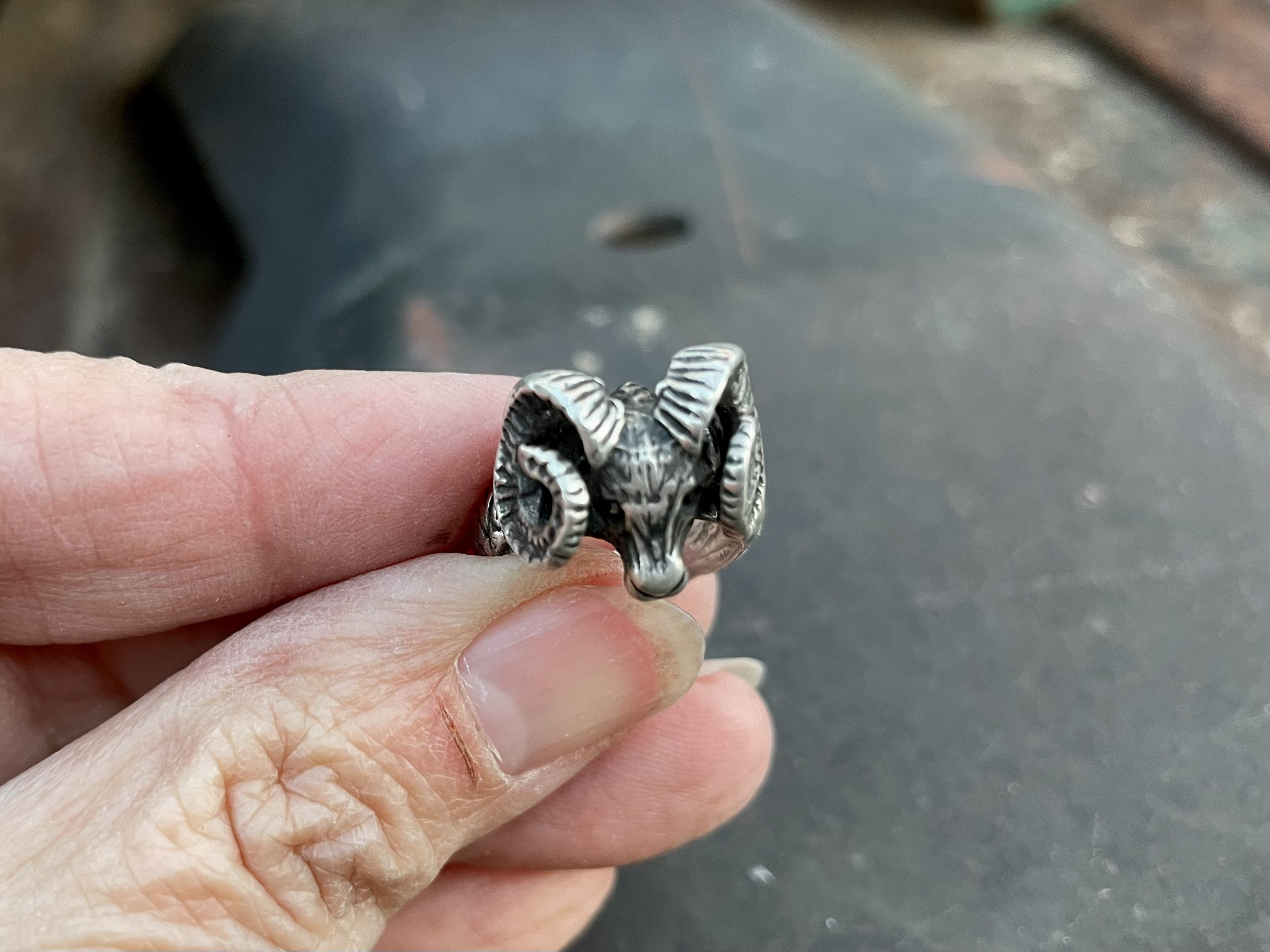 Vintage Sterling Silver Ram's Head Ring Size 4.75, Three-Dimensional ...