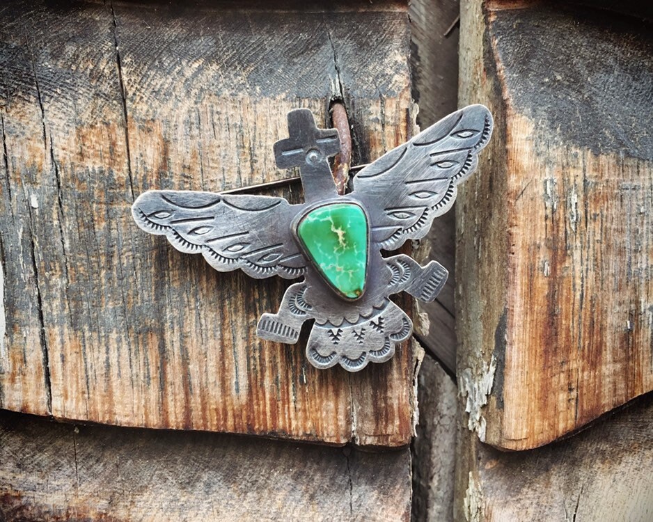 Knifewing Turquoise Brooch Pin for Woman, Stamped Sterling Silver ...
