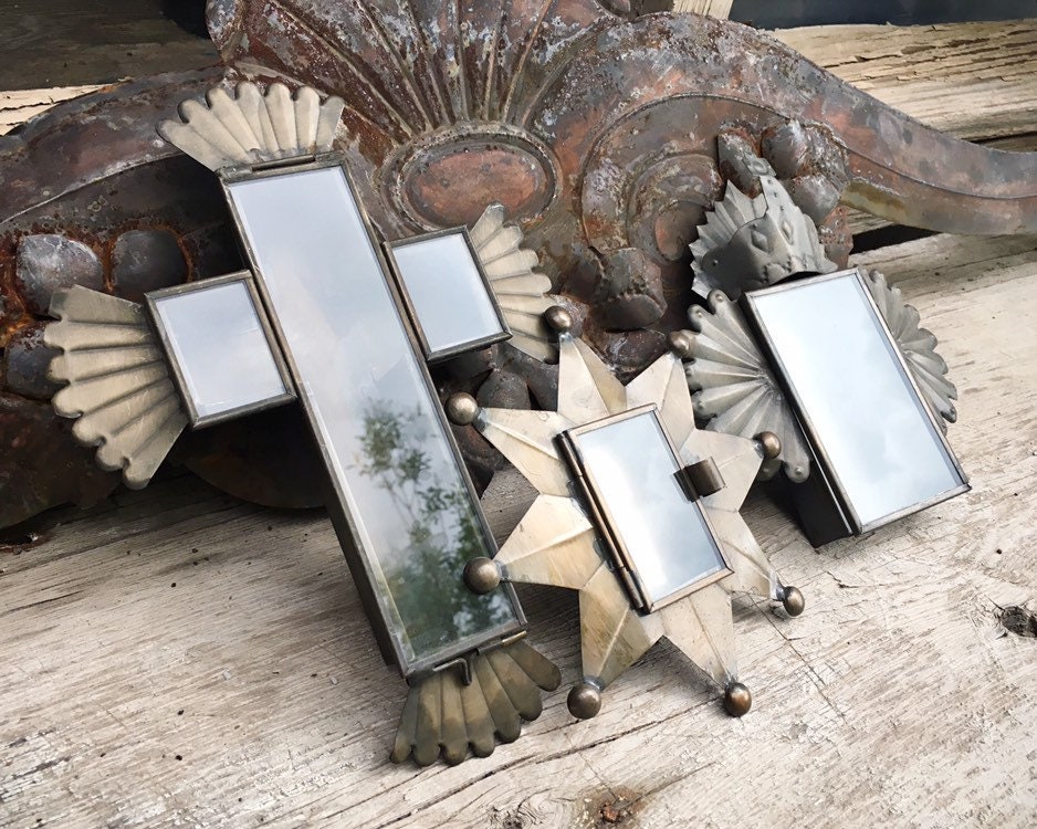 Three Mexican Tin Nichos Wall Hanging for Portrait Shrine, Folk Art ...