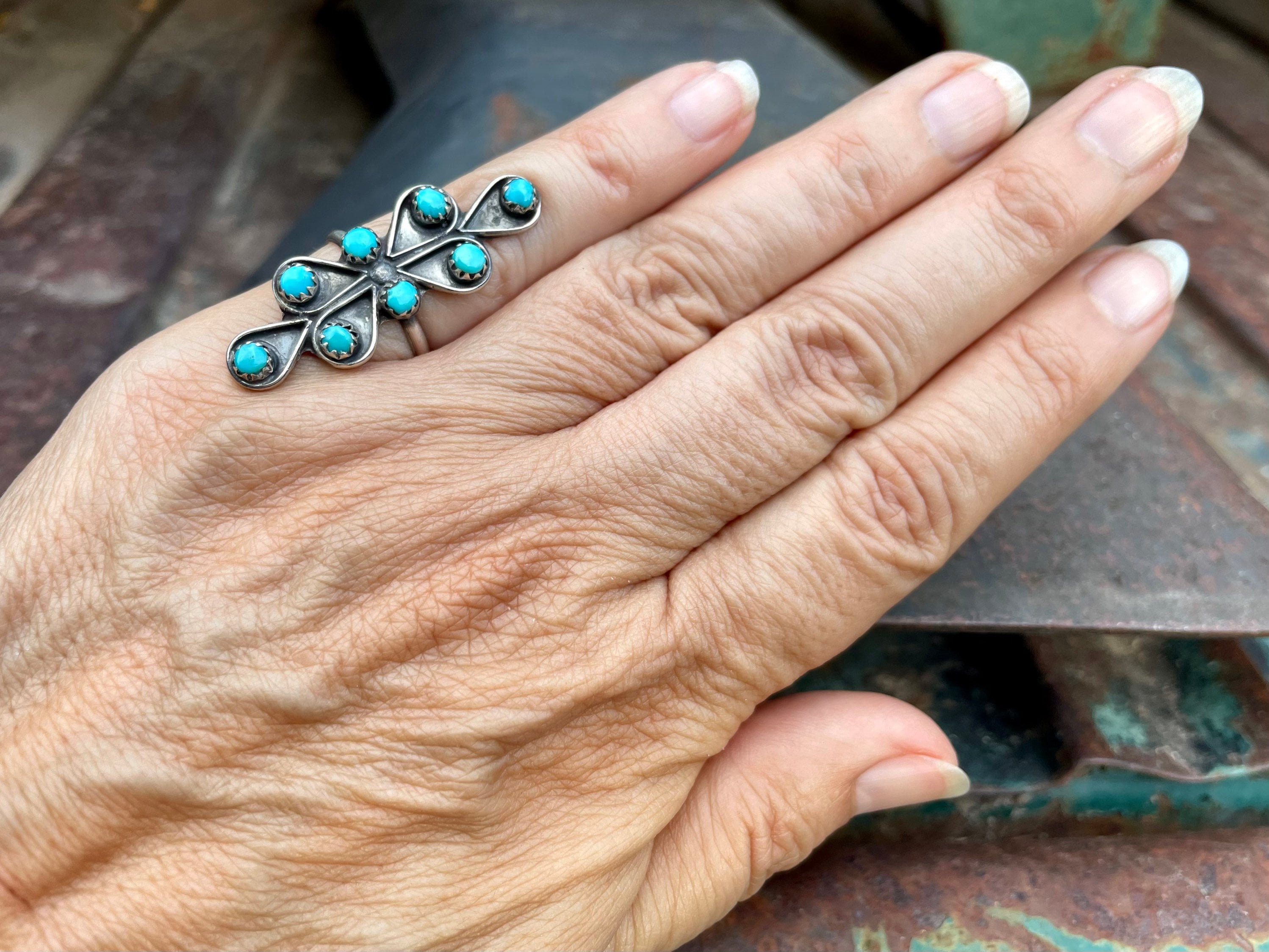 Vintage Zuni Snake Eye Turquoise Ring for Women Size 5.75, Native ...