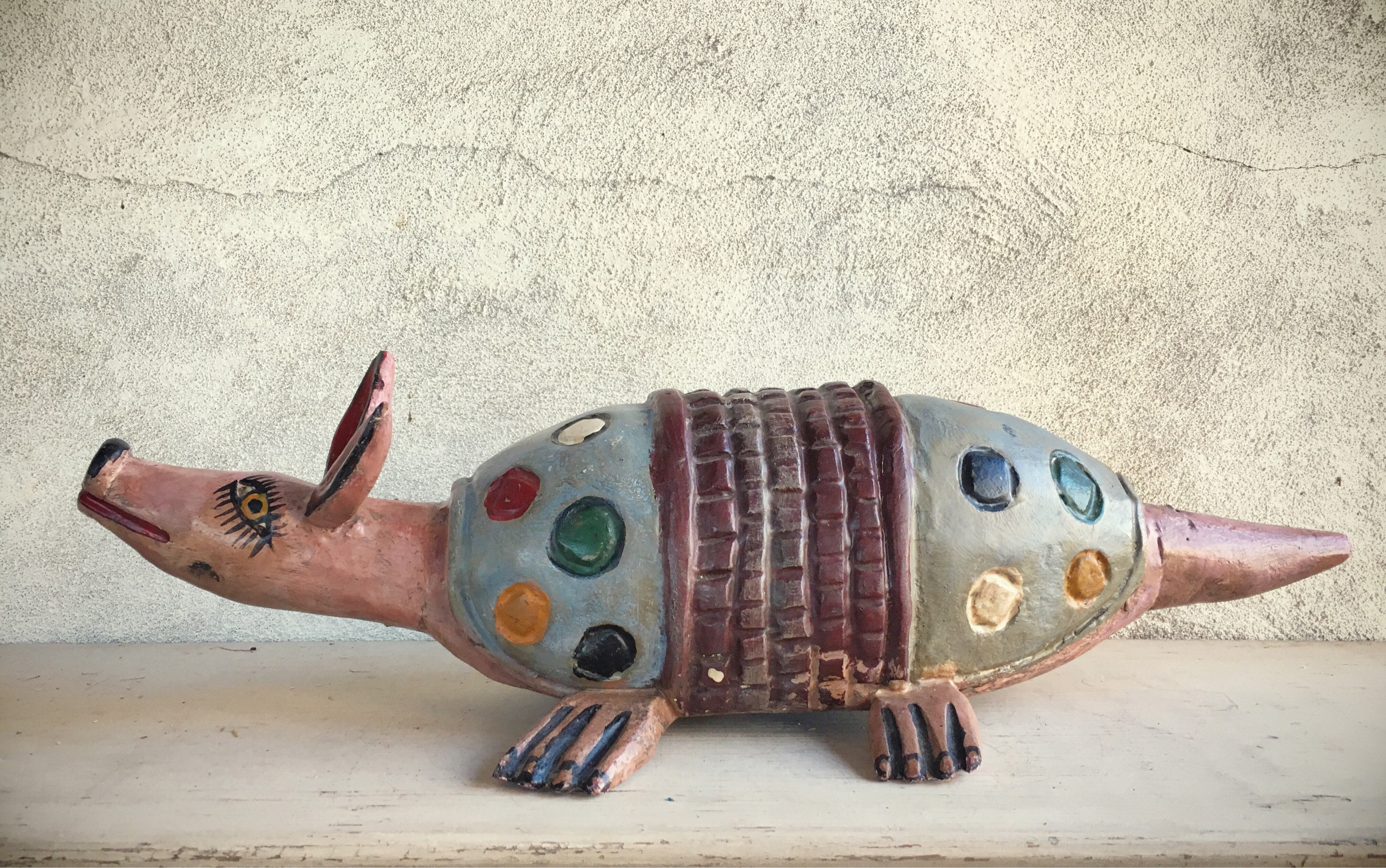 Wooden Armadillo Statue Primitive Folk Art Sculpture from Guatemala ...
