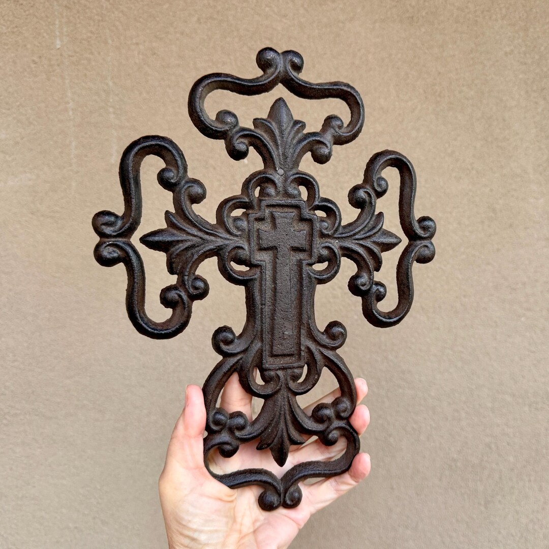 Vintage Rustic Metal Cross Wall Hanging, Southwestern Home Garden Patio ...