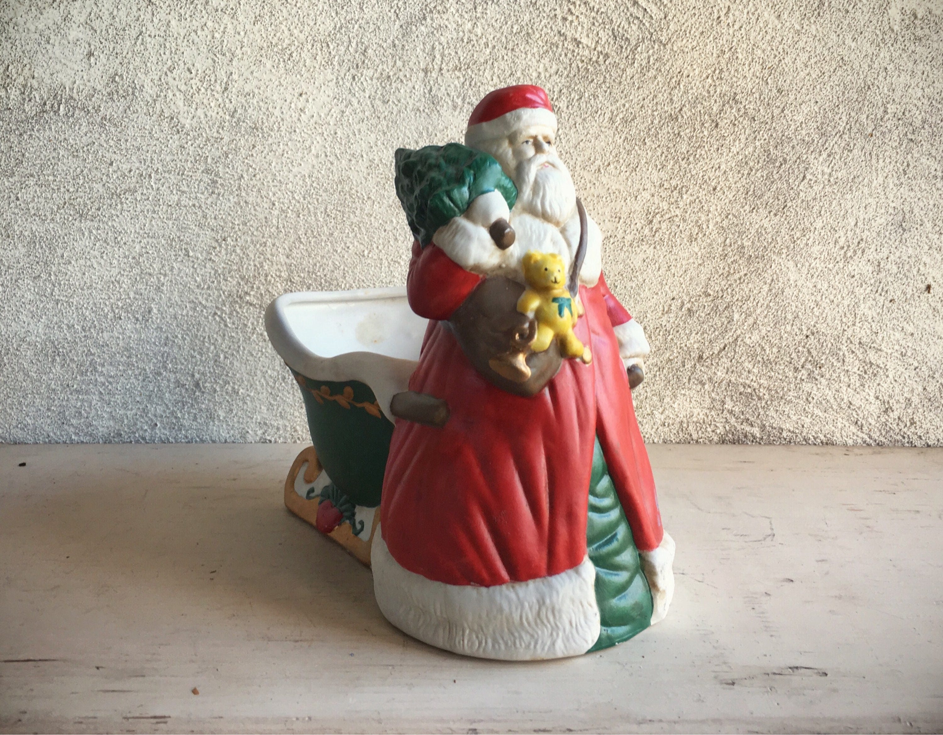 Porcelain Santa Claus Candy Dish 1991 Claire Burke, Ceramic Santa ...