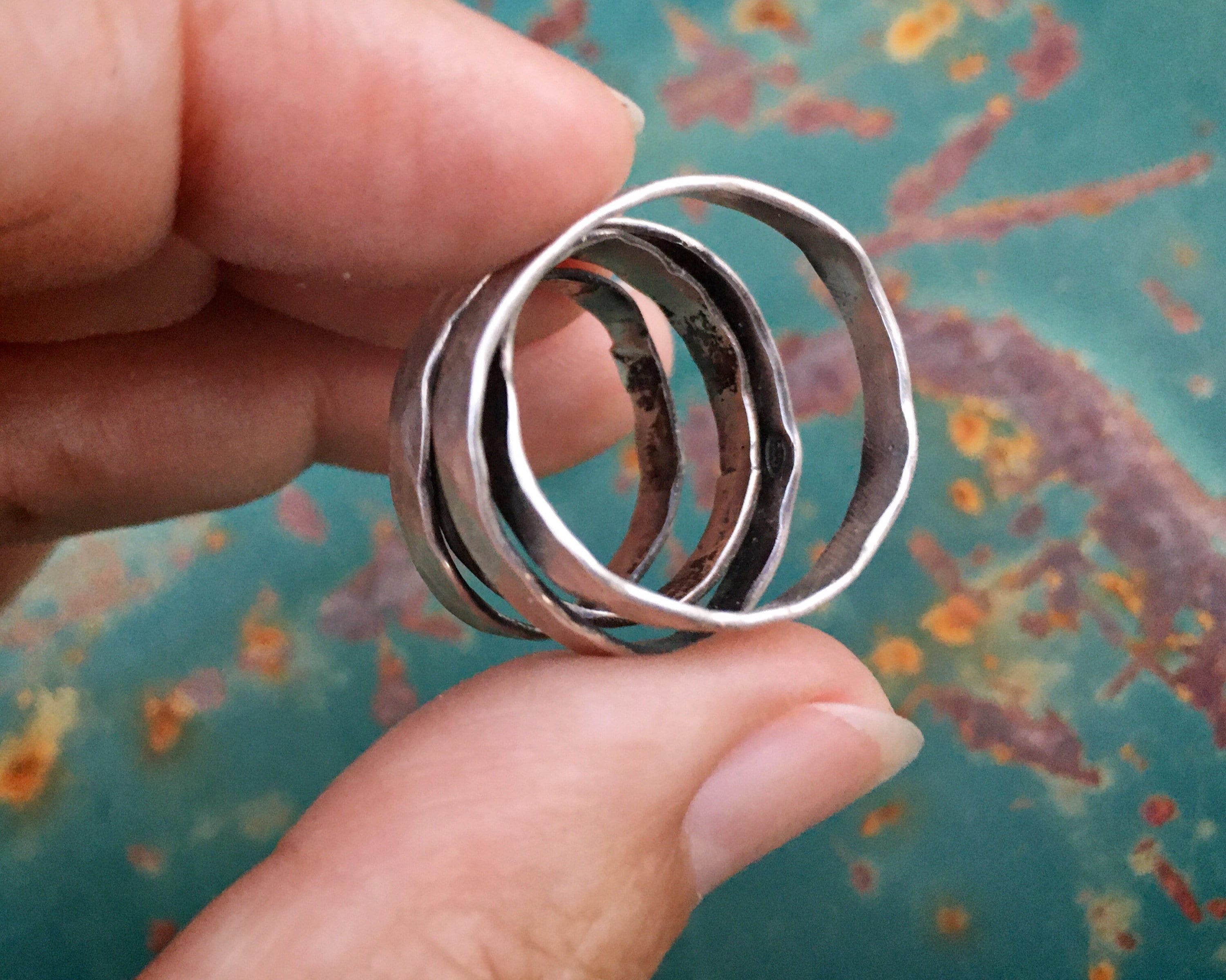 Hammered Sterling Silver Ring for Women Size 8 Continuous Spiral Design ...