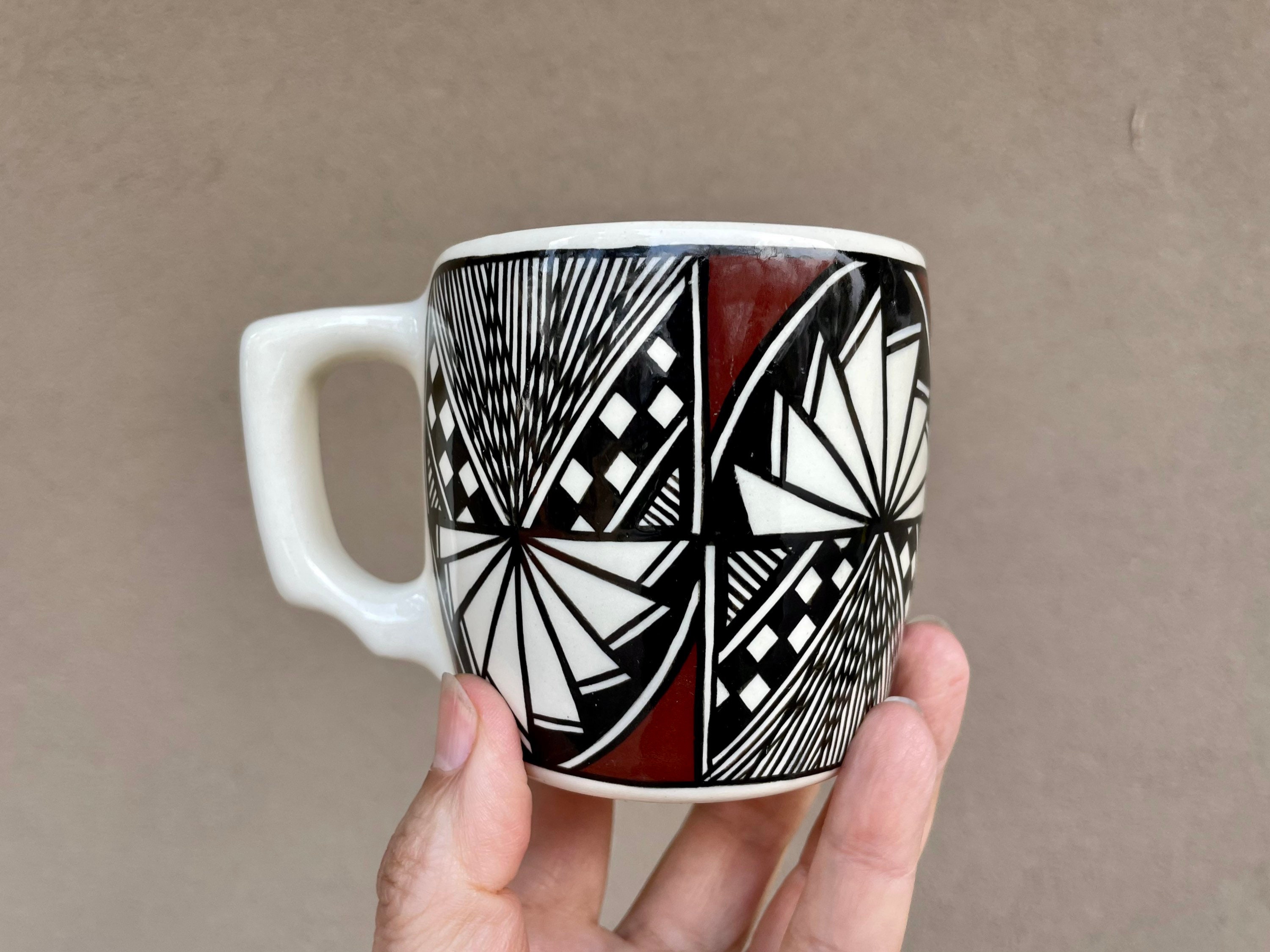 Two Vintage Acoma Pueblo Mugs by Laura Vallo, Poured Mold Pottery ...