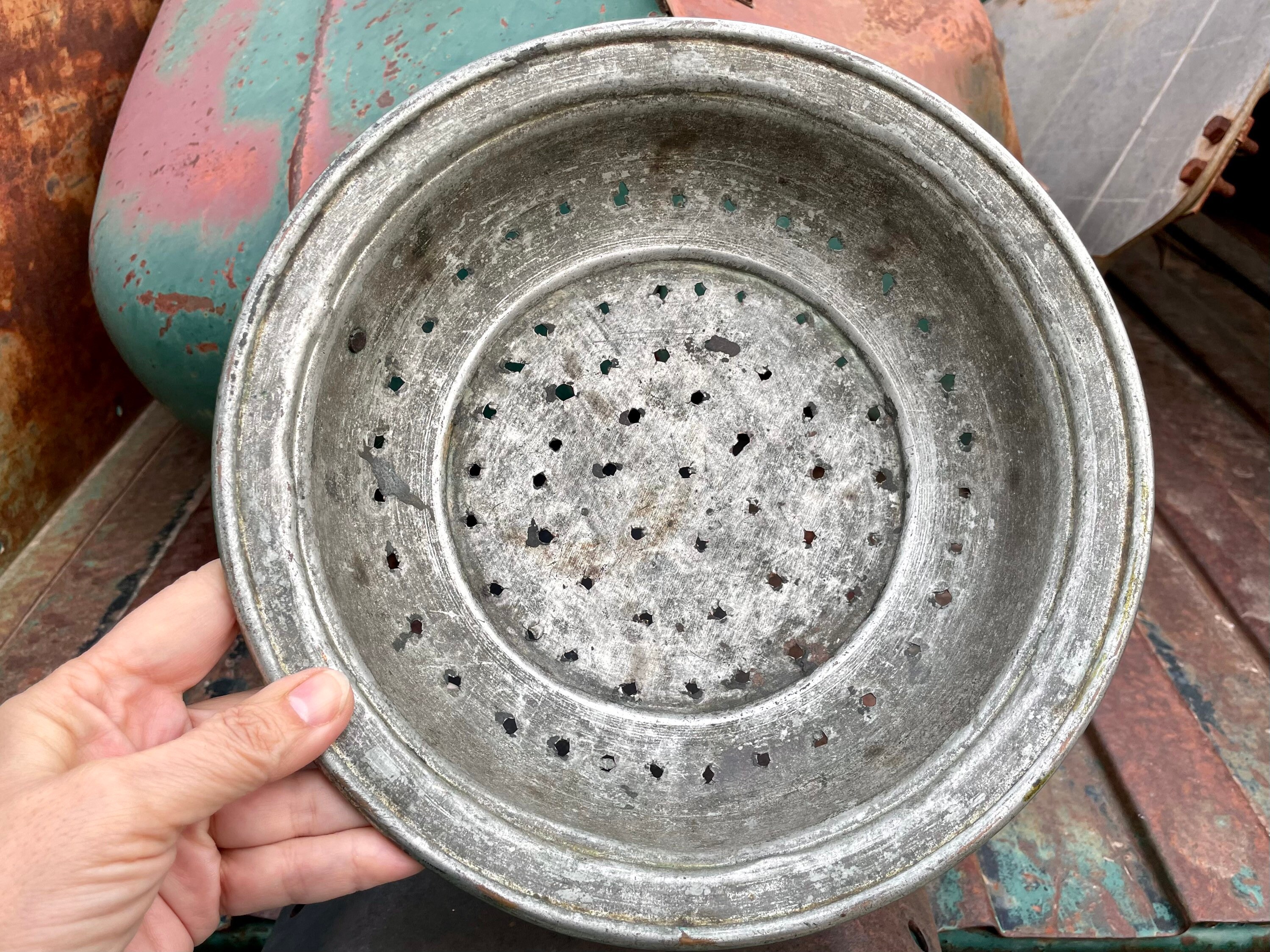 Heavy Vintage Copper Collander Strainer Shallow with Rolled Edges ...