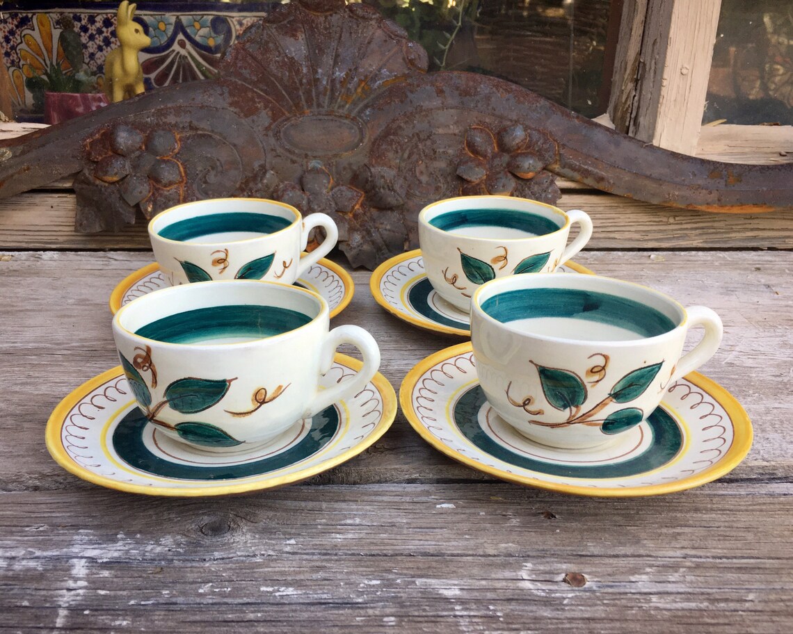 Set of Four Vintage Stangl Cups and Saucers Terra Rose Fruit | Etsy