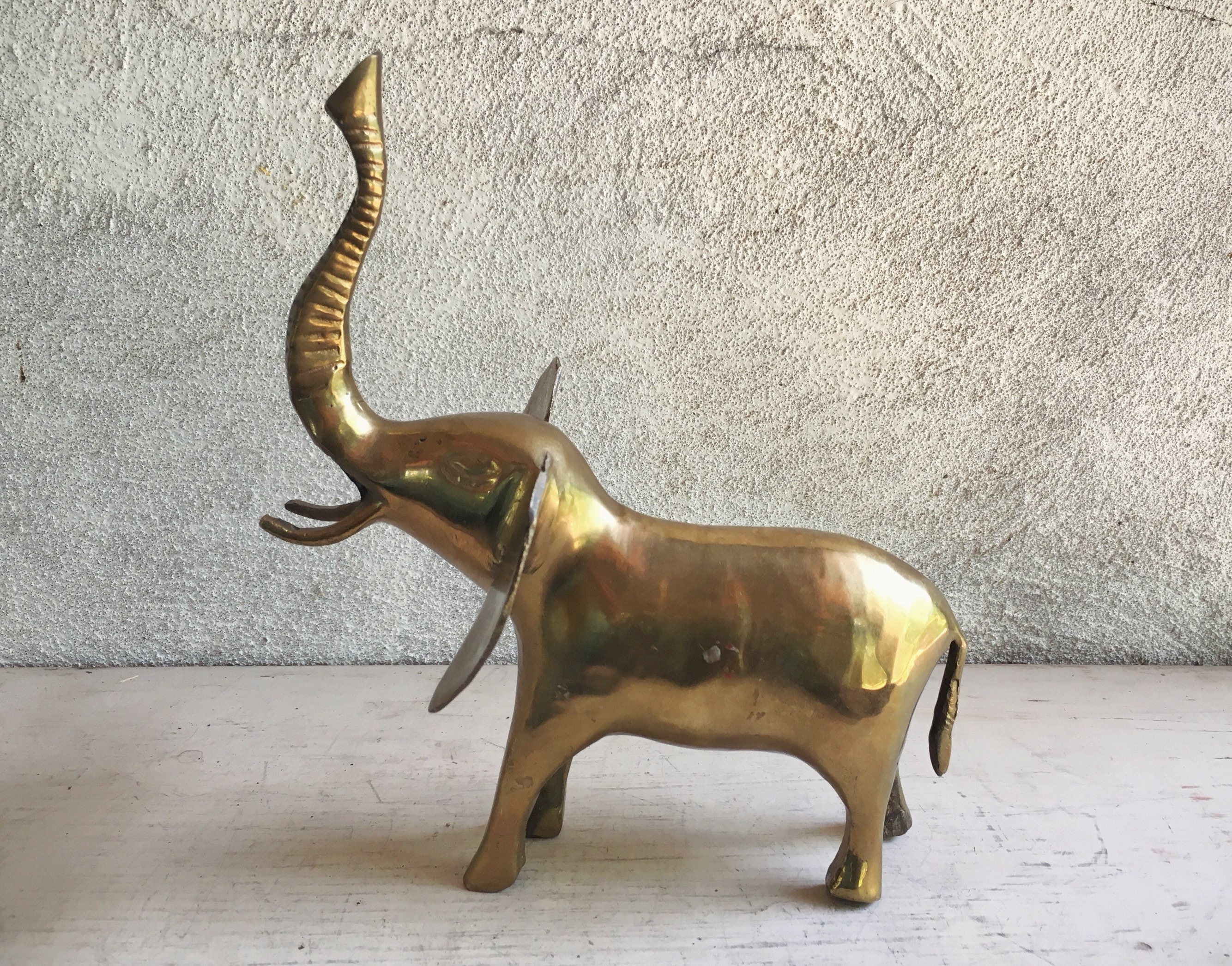 Brass Elephant Figurine, Elephant Lover Gift for Friend, Trunk Up Lucky ...