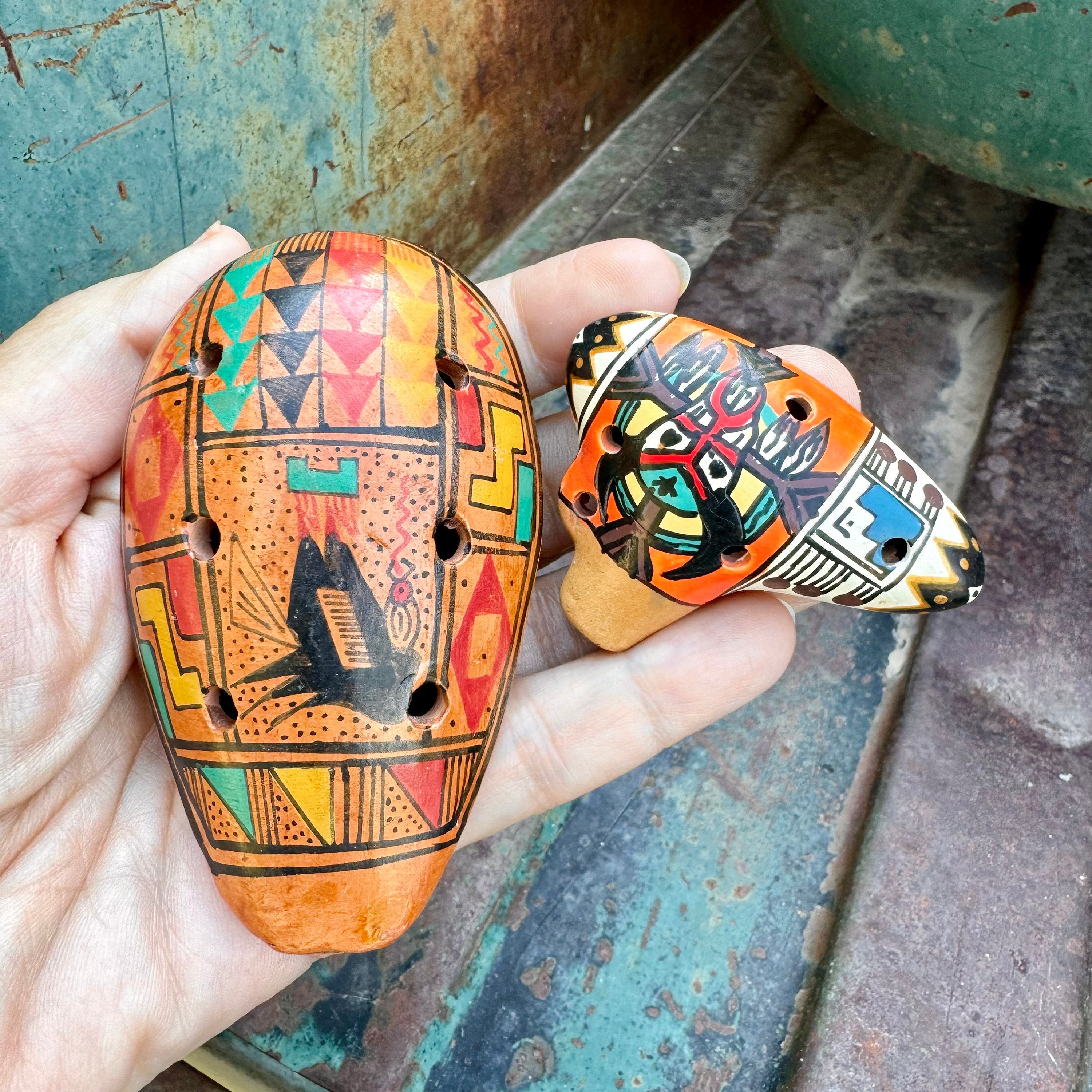 Instant Collection Handmade Pottery Whistle Ocarinas Colorful, Peruvian ...
